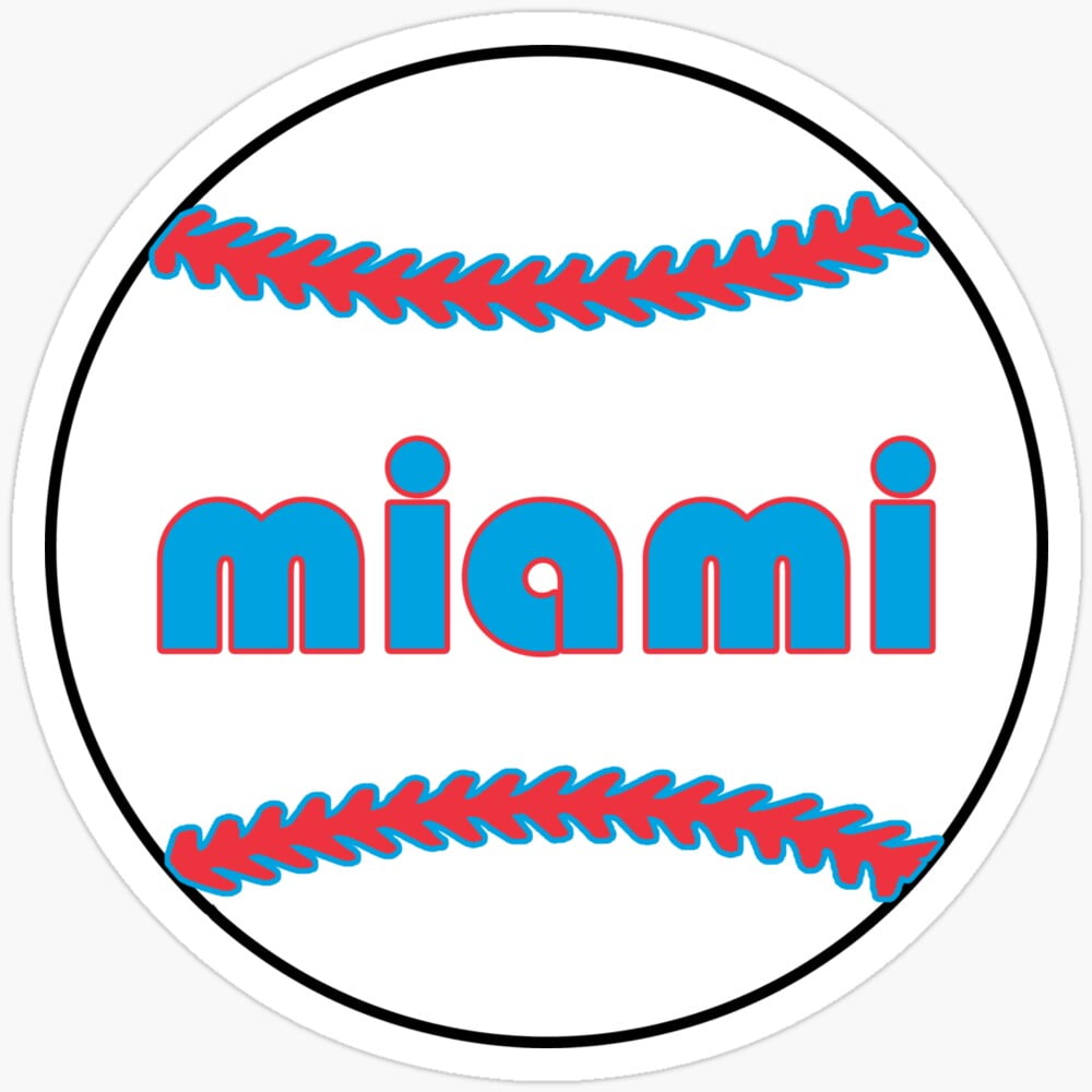Miami Retro Throwback Baseball Sticker Phone Decal Water Bottle ...