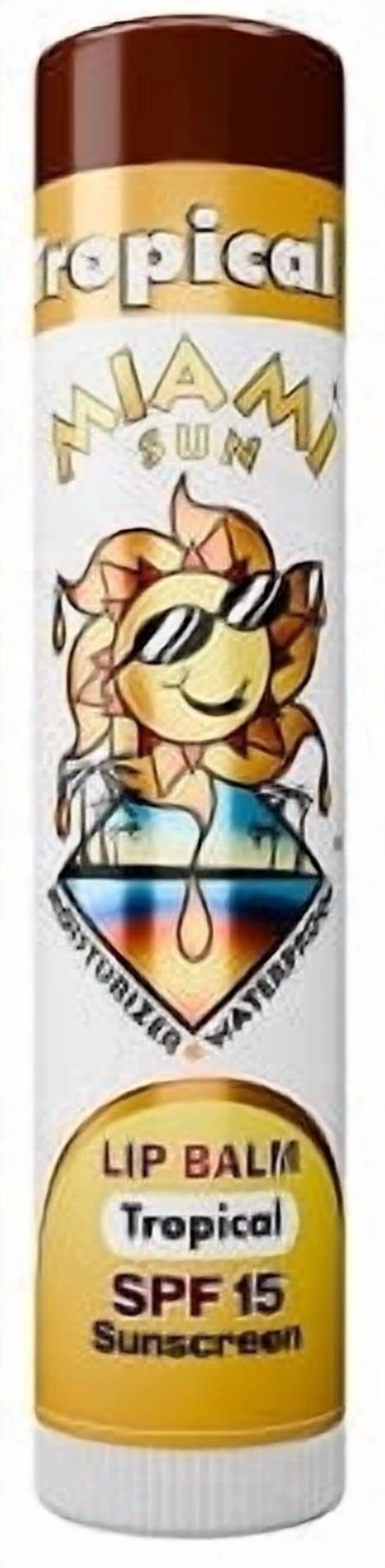Miami Sun Lip Balm Tropical Flavor Mineral Sunscreen SPF15 (1 ...
