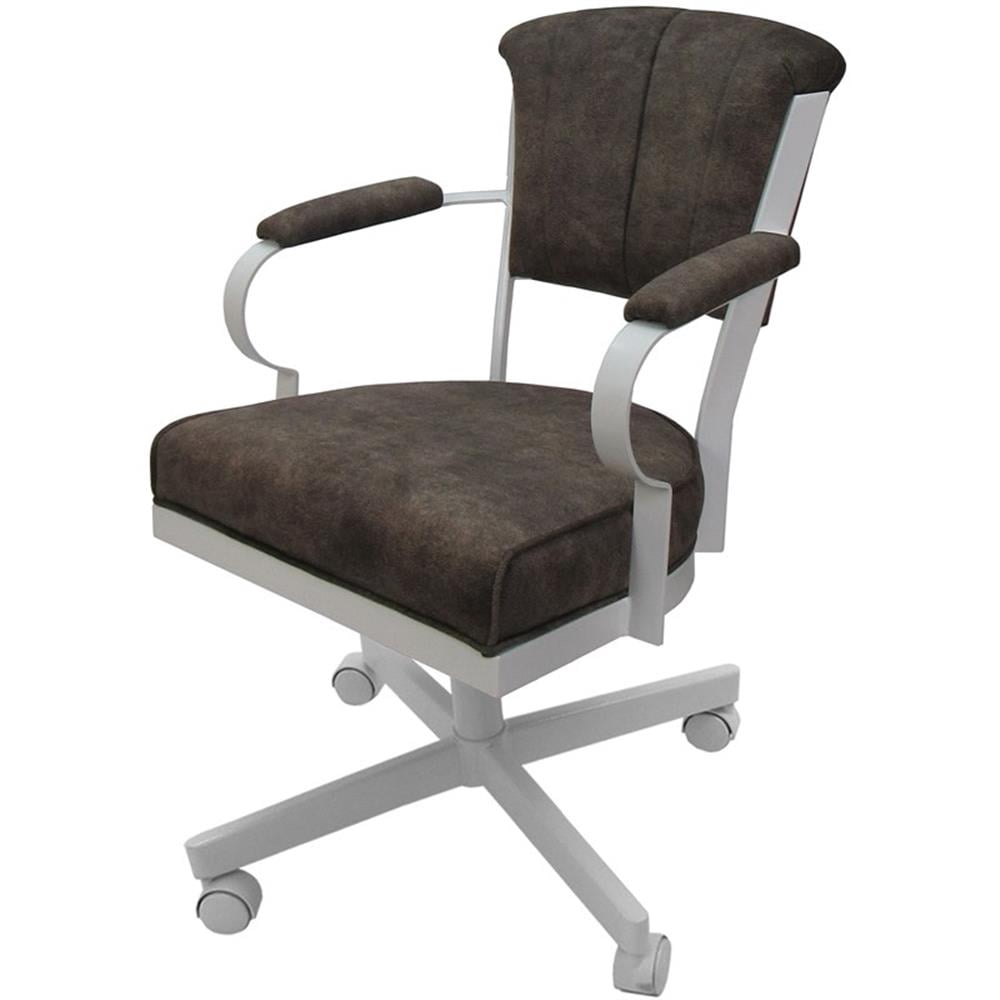 Miami Swivel Tilt Metal Caster Chair - Tobacco Brown Fabric - White ...