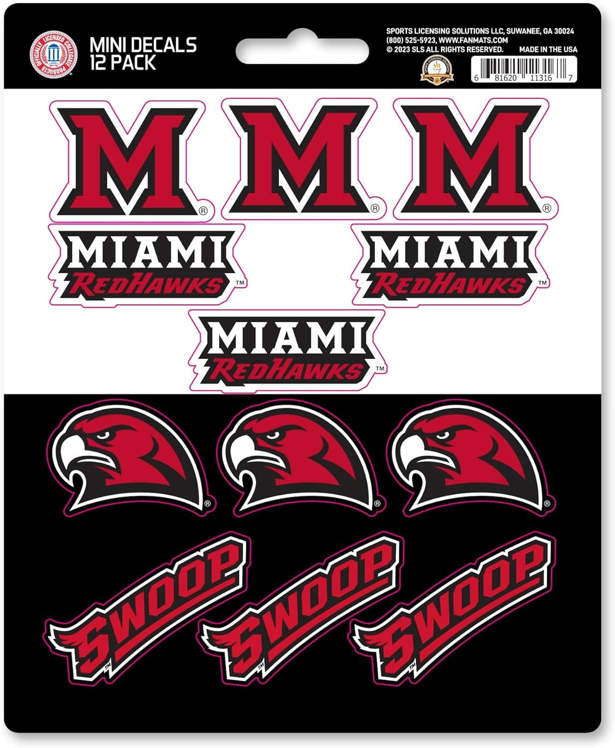 Miami University Redhawks 12-Piece Mini Decal Sticker Set, 5x6 Inch ...