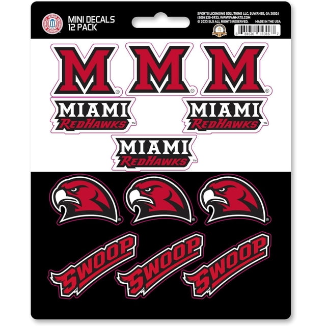 Miami University Redhawks 12-Piece Mini Decal Sticker Set, 5x6 Inch ...