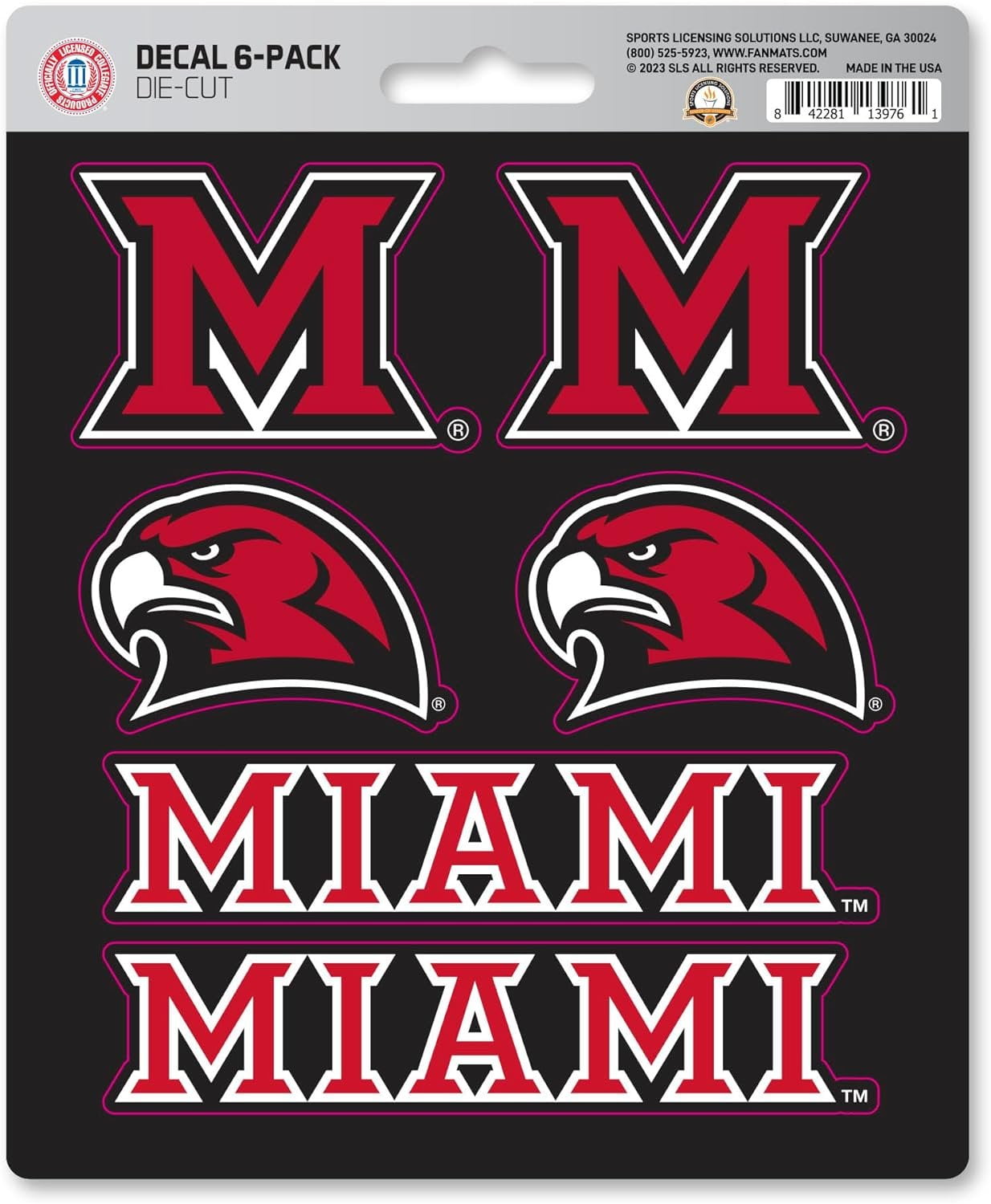 Miami University Redhawks 6-Piece Decal Sticker Set, 5x6 Inch Sheet ...
