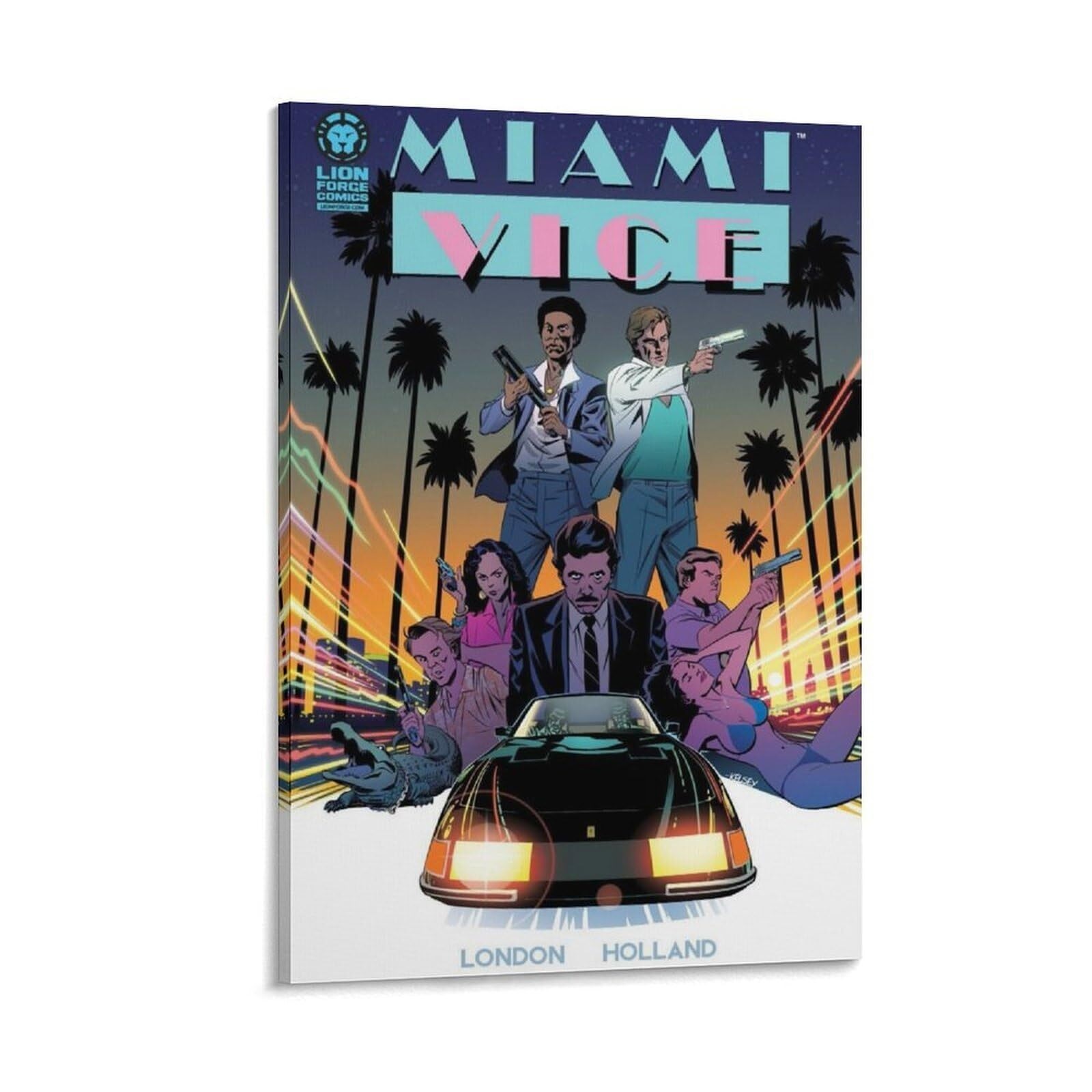 Miami Vice Movie Poster Neon City Nightscape Poster Cool Artworks ...