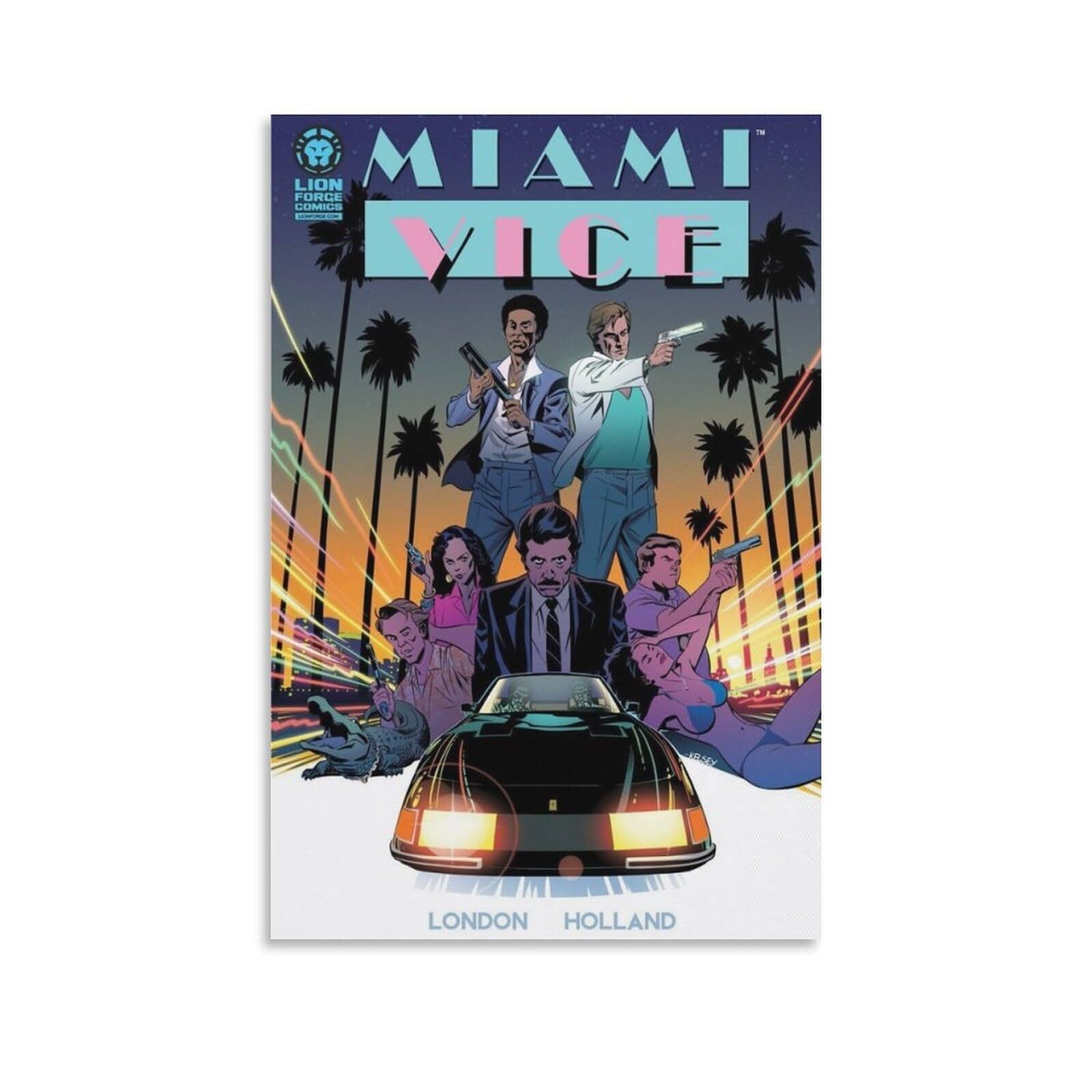 Miami Vice Movie Poster Neon City Nightscape Poster Cool Artworks ...