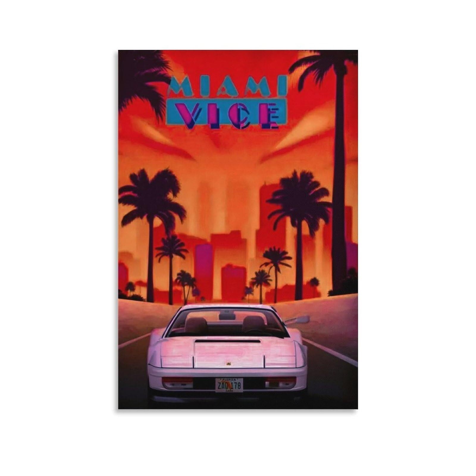 Miami Vice Movie Poster Neon City Nightscape Print Photo Art Painting ...