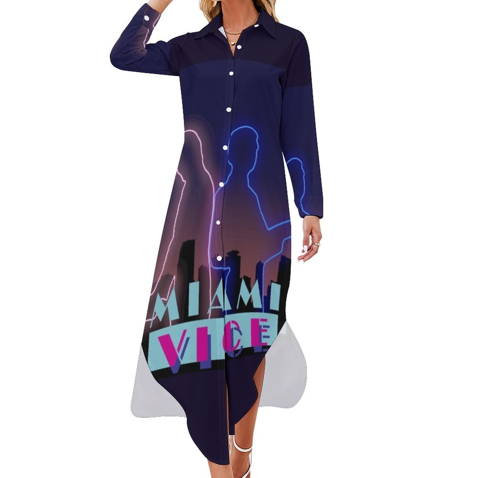 Miami Vice Neon Long Sleeved Shirt Dress Dresses for wedding party ...
