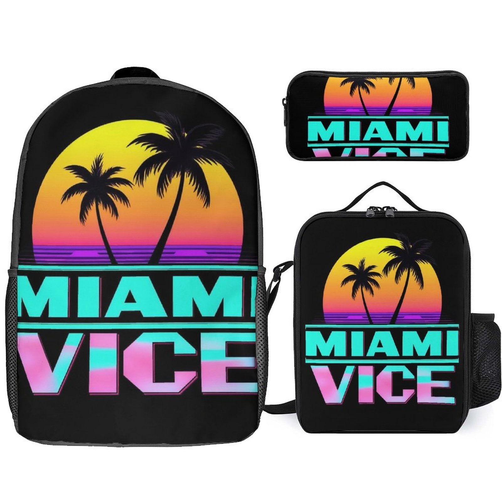 Miami Vice Retro Sunset-1 3D Printed 3pcs/Set Bags Laptop Daypack ...