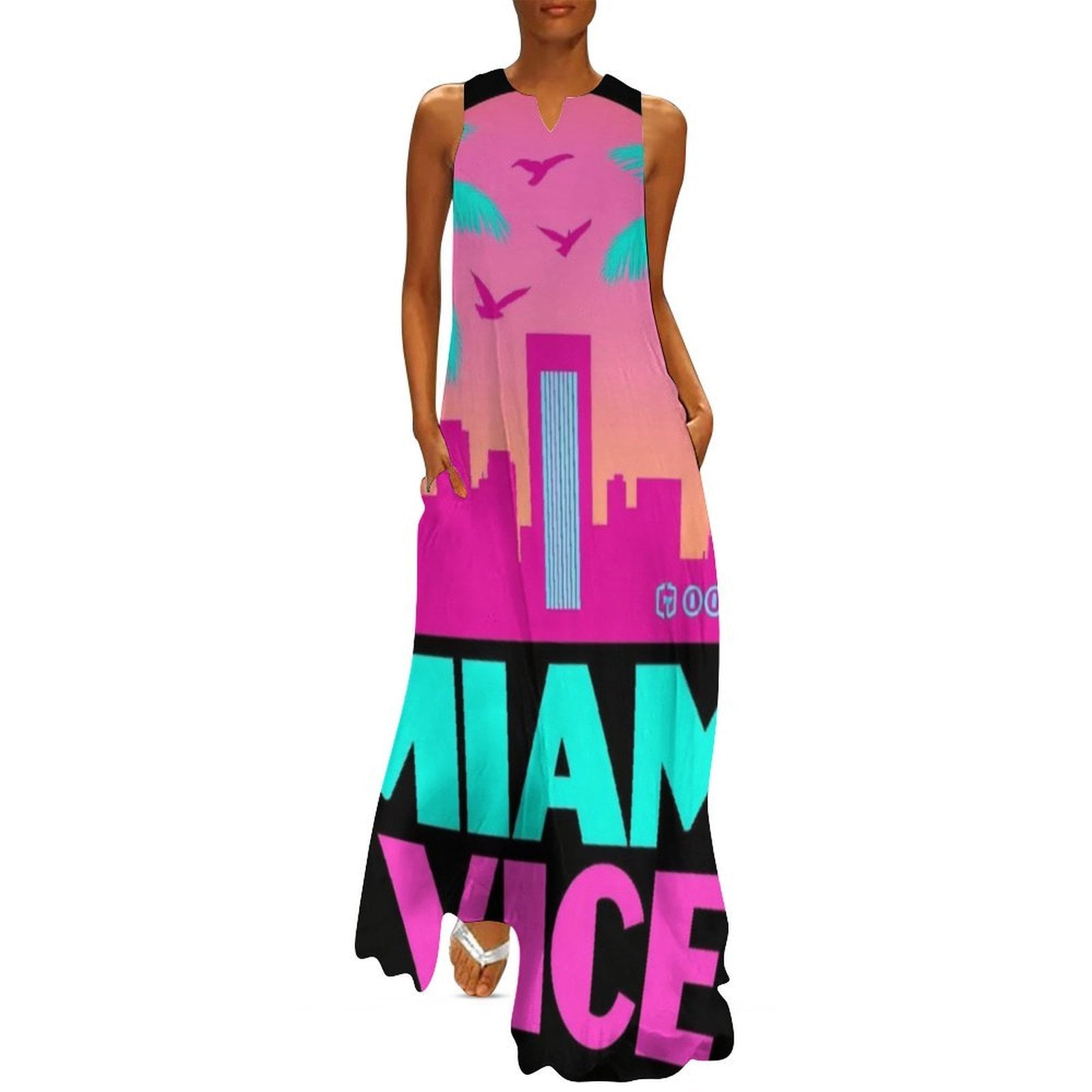 Miami Vice-Retro0s Long Dress Women's summer dress women's evening ...