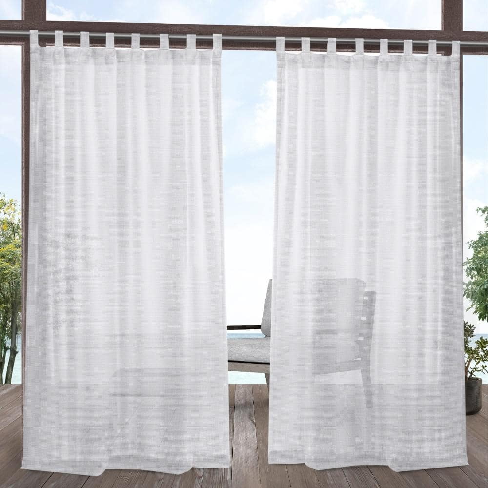 Miami White Solid Polyester 54 in. W x 84 in. L Tab Top Indoor/Outdoor ...