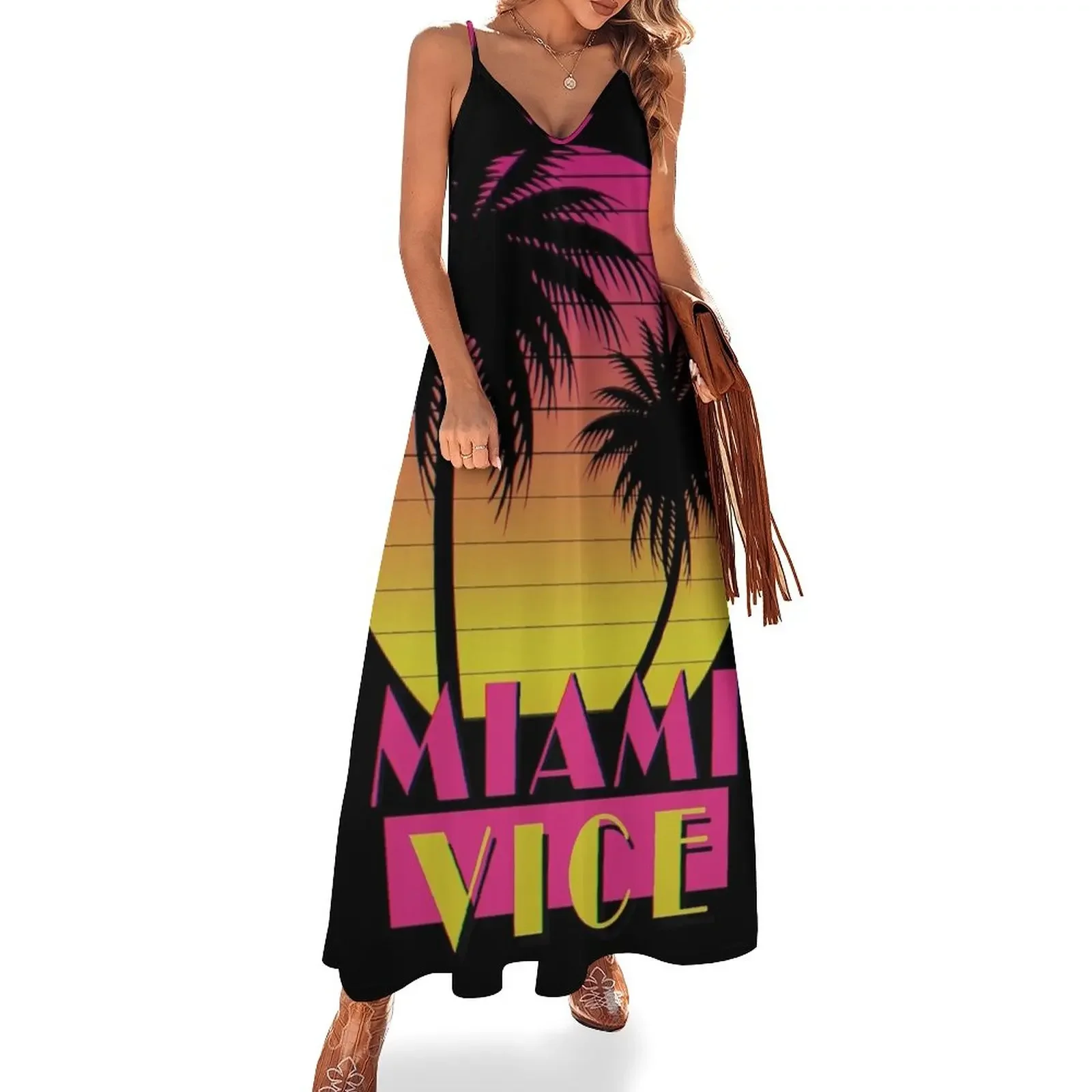Miami vice - 80s Retro effect Sleeveless Dress Long dress prom dress ...