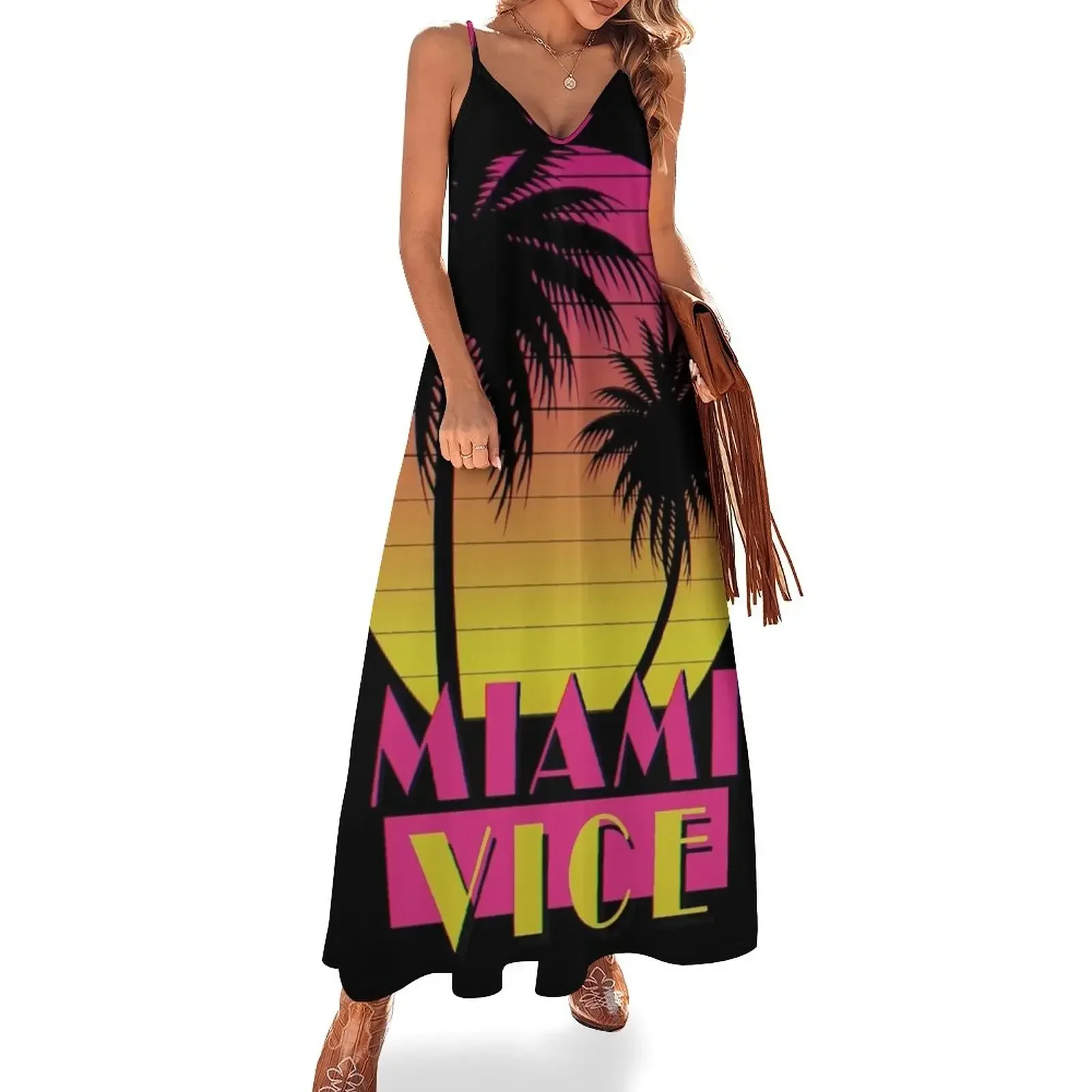 Miami vice - 80s Retro effect Sleeveless Dress luxury dresses Clothing ...