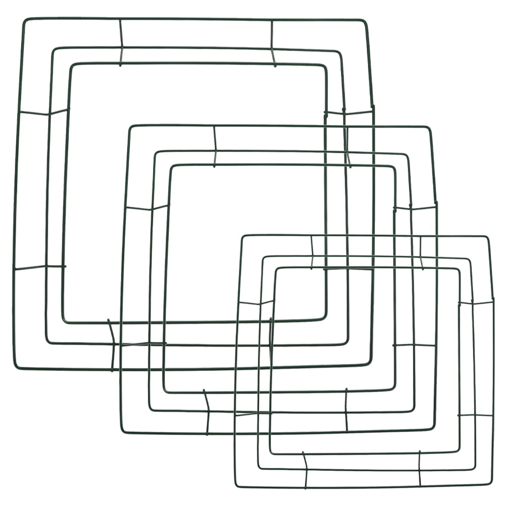 GOOHOCHY 3pcs DIY Square Metal Wreath Frame for Wall Green Iron ...