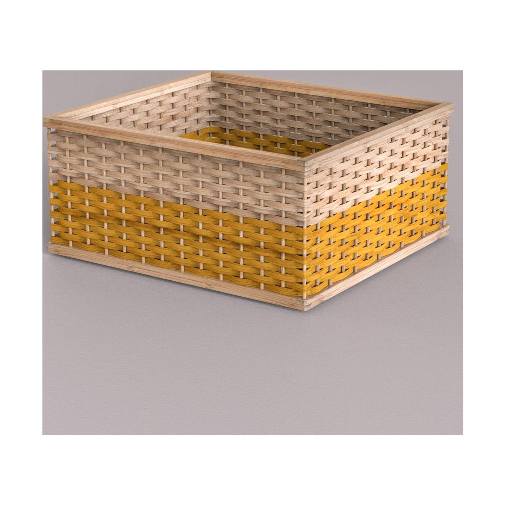 Mianzi Bamboo Square Stackable Basket Yellow, Already Assembled ...