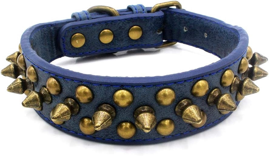 Miaocao Spiked Dog Collar Soft Pu Leather Mushrooms Rivet Spike Studded ...