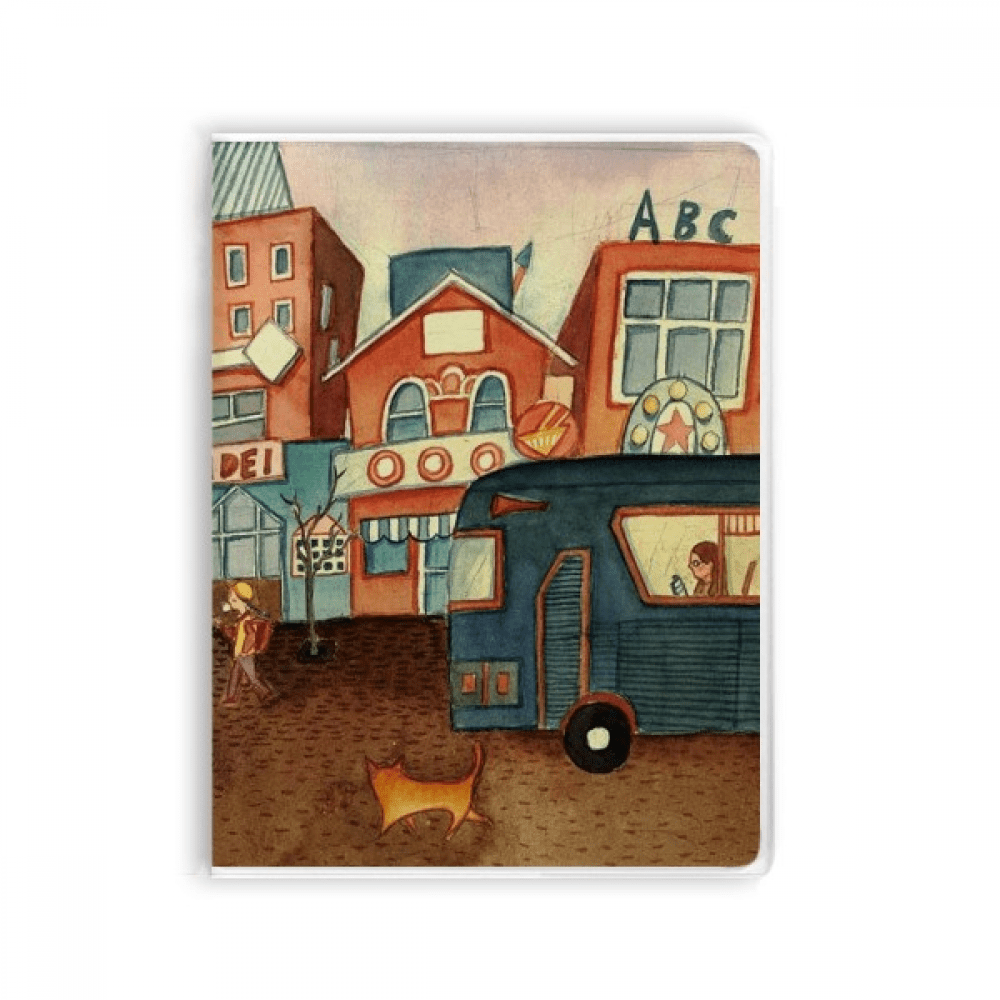 Miaoji Painting Watercolor Cat City Bus Notebook Gum Cover Diary Soft ...