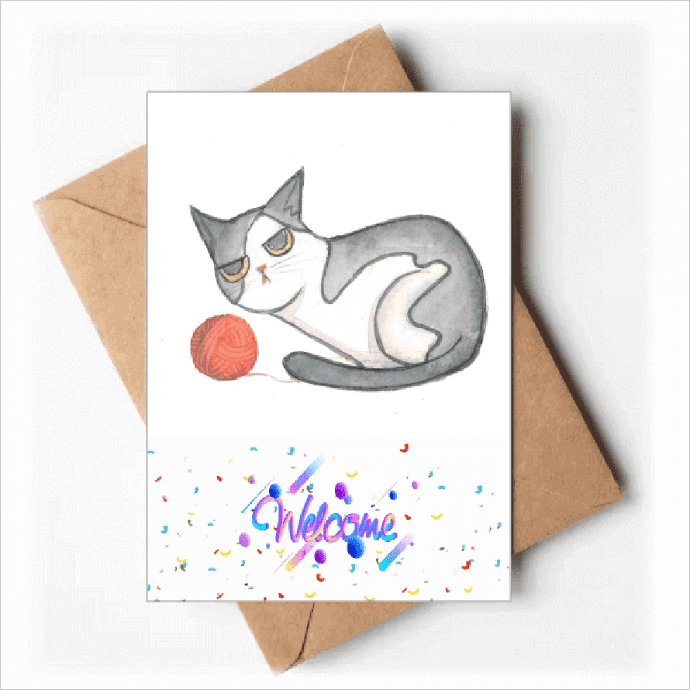 Miaoji Painting Watercolor Puppet Cat Welcome Back Greeting Cards ...