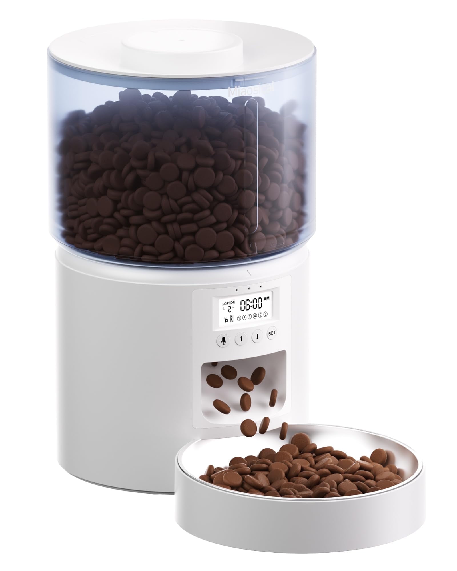 Miaosical Automatic Cat Feeder Flexible Schedule Timer,6 Meals/Day,1-12 ...