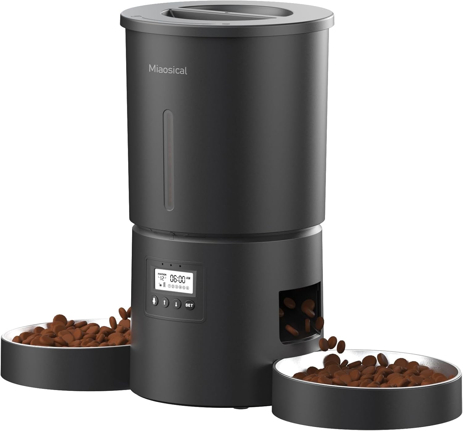 Miaosical Dual Automatic Cat Feeder 2 Cats,6 Meals/Day,12 Portions/Meal ...