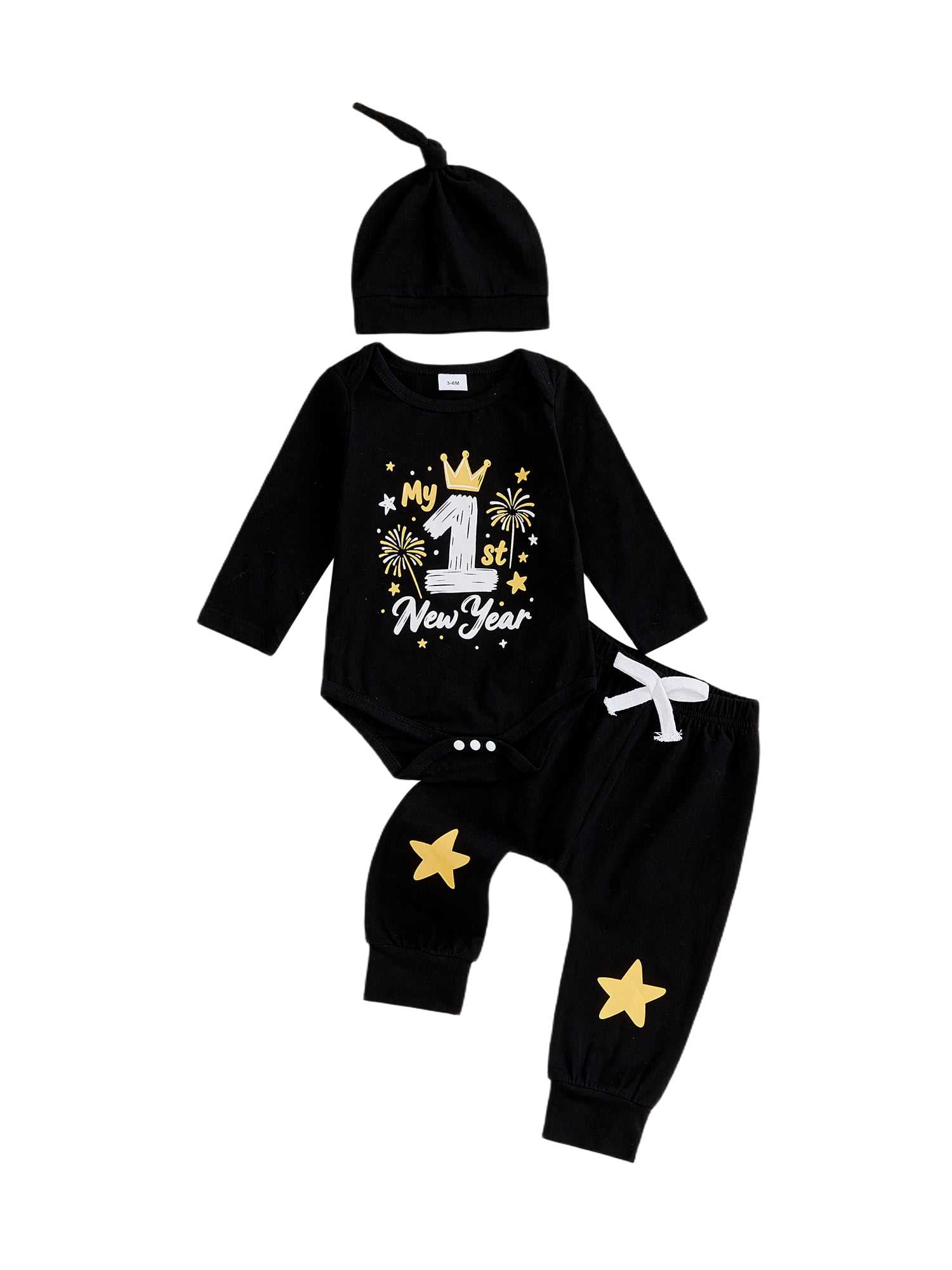 Miaouyo Baby Boy First New Year Outfit Letter Firework Long Sleeve ...