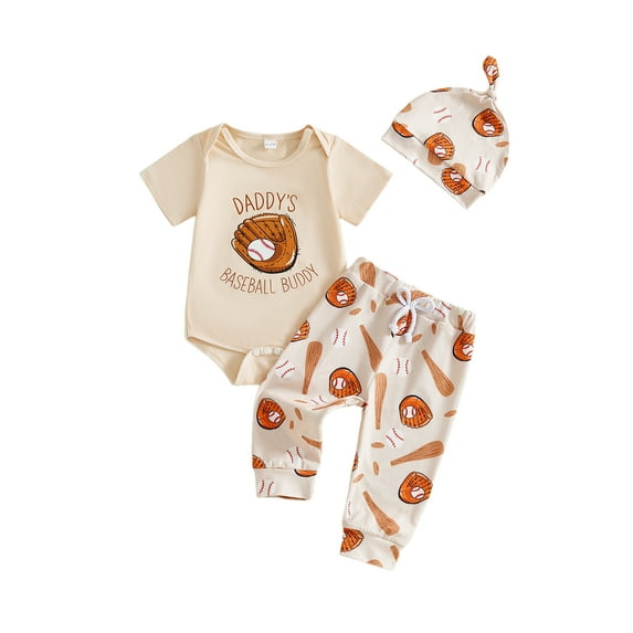 Miaouyo Baby Boys Summer Outfits Letter Baseball Print Round Neck Short ...