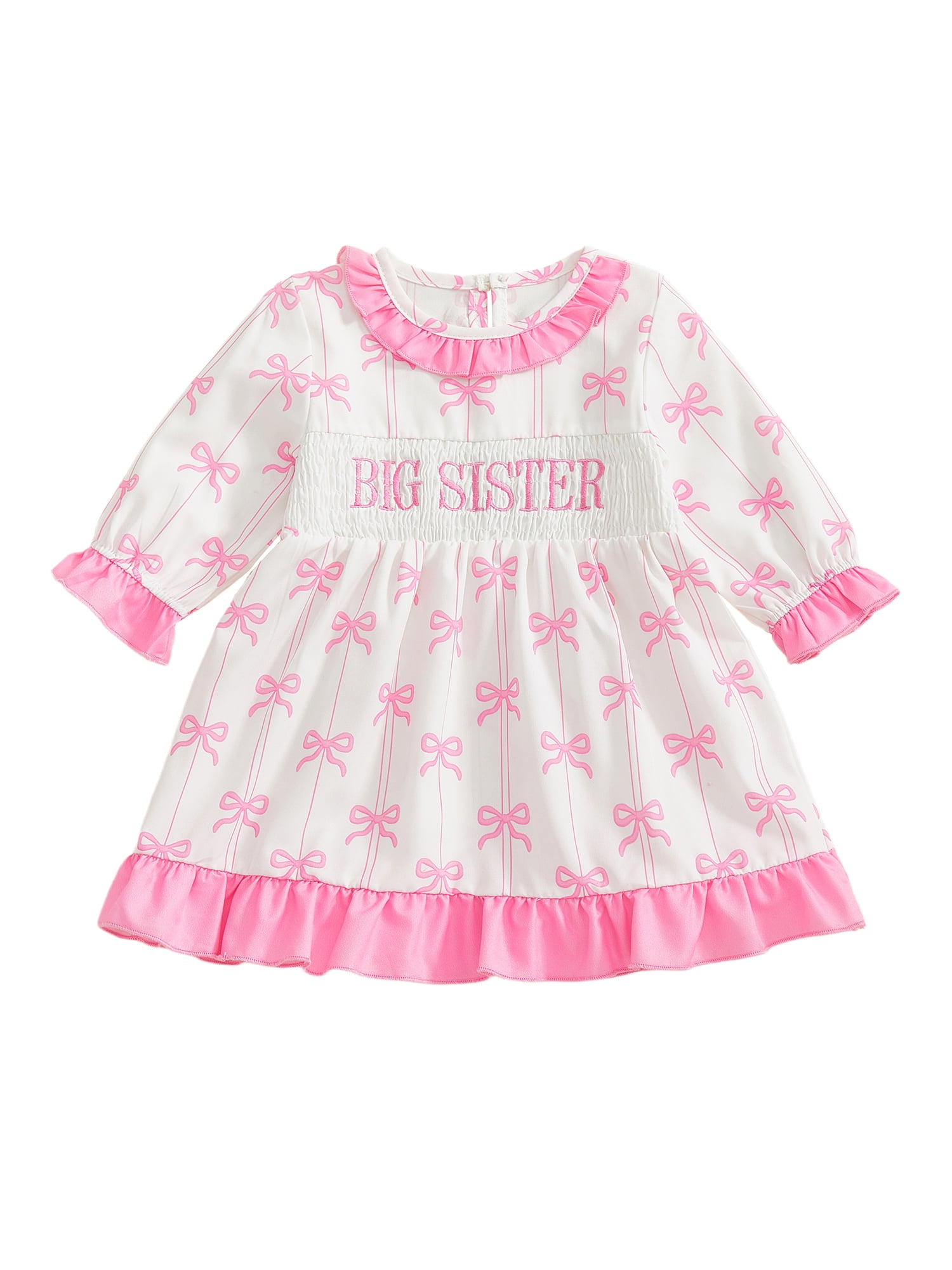Miaouyo Toddler Baby Girl Bow Print Fall Dress 6 12 18 24 Months 2T 3T ...