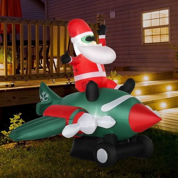 Miaoweii 7.3 ft Long Christmas Inflatables Outdoor Decorations Santa ...