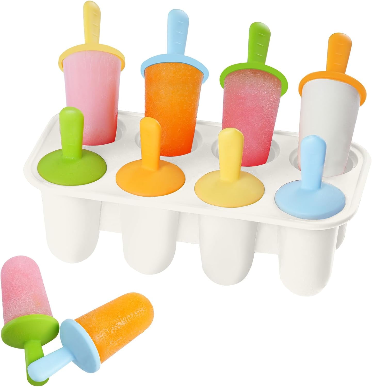Miaowoof Silicone Popsicles Molds for Toddlers, 8-Cavity Non-BPA ...