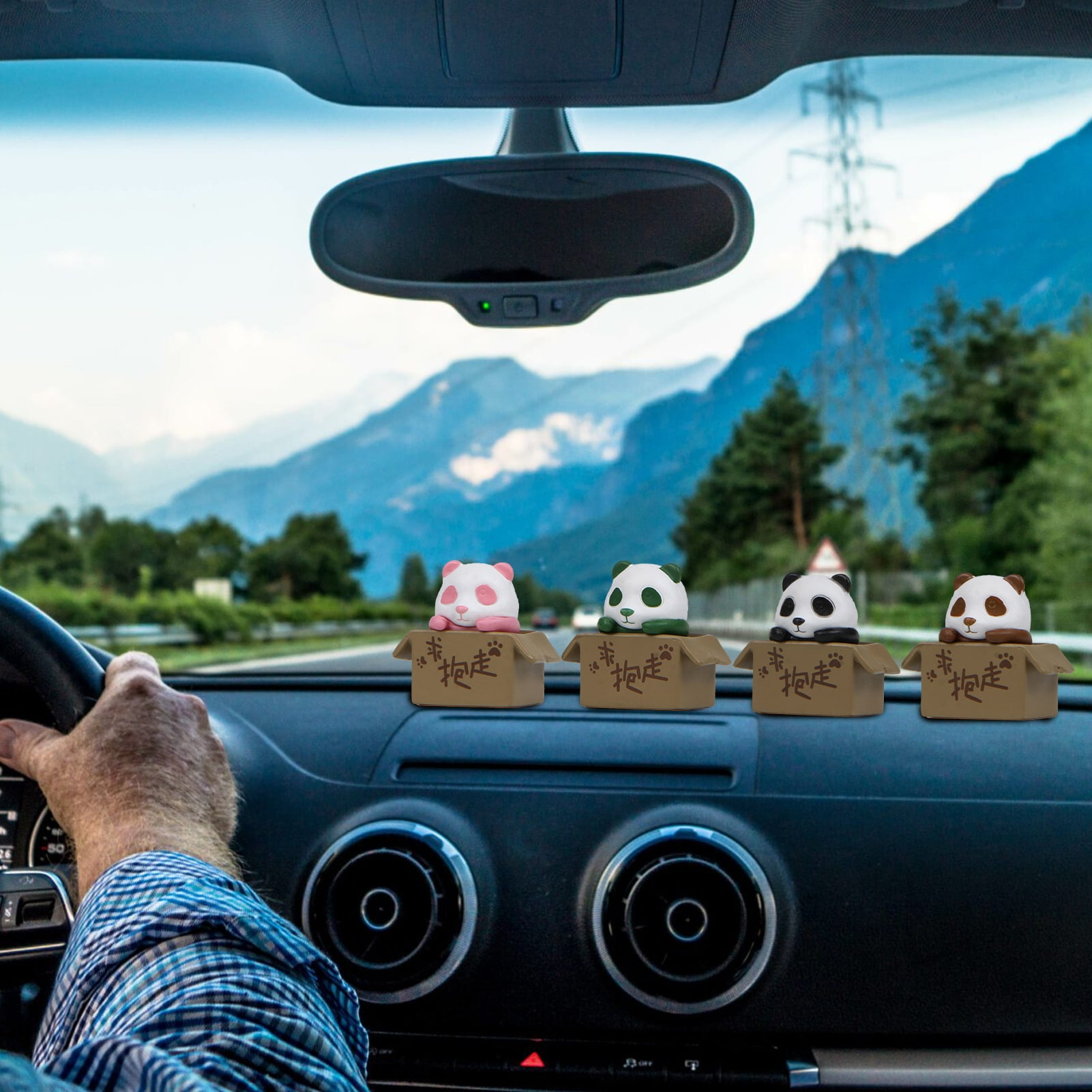 Miarnea Cartoon Panda Figurine Set - 4Pcs Mini Cardboard Box Pandas ...