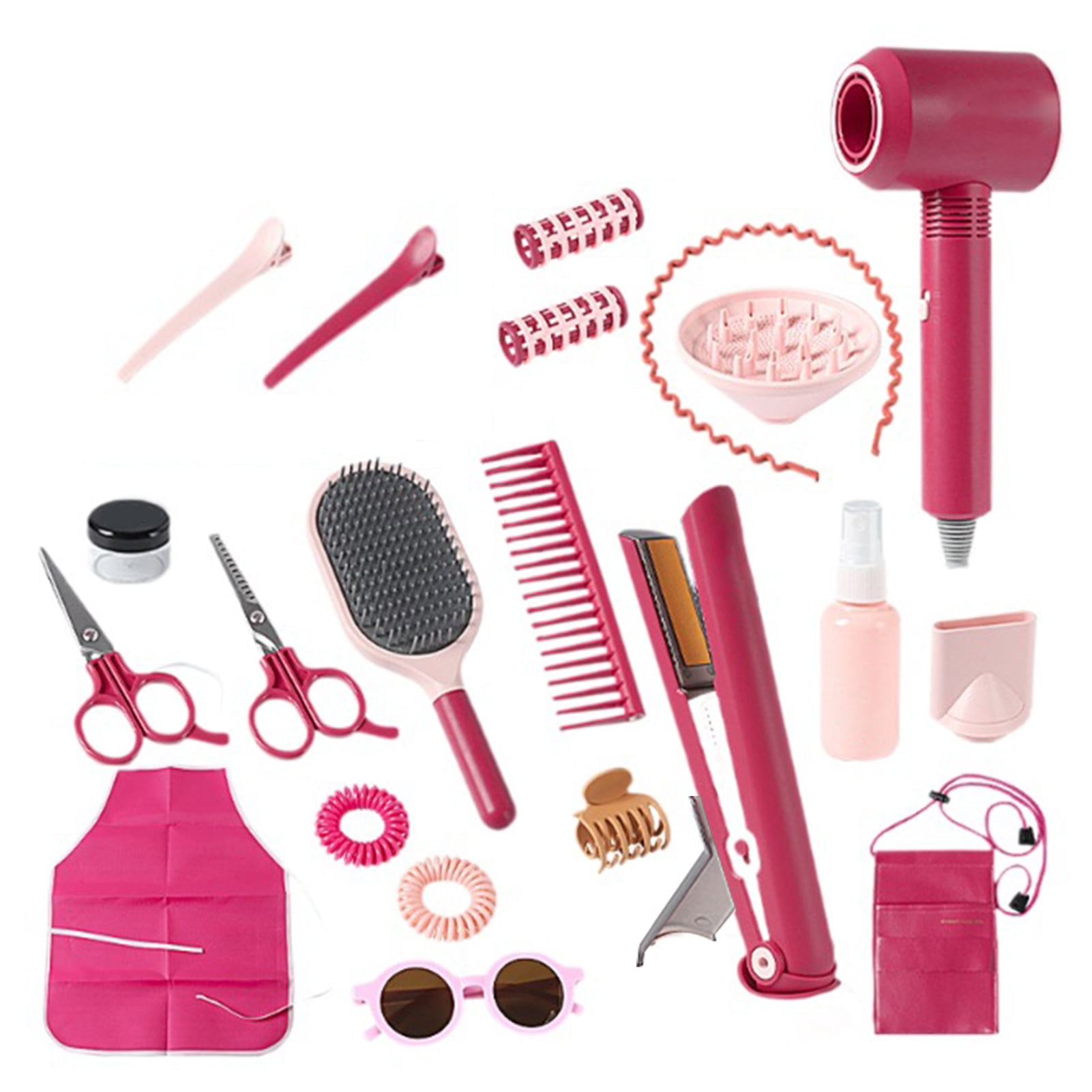 Miarnea Girls Hair Salon Set Toy 22-Piece Pretend Hairdresser Stylist ...
