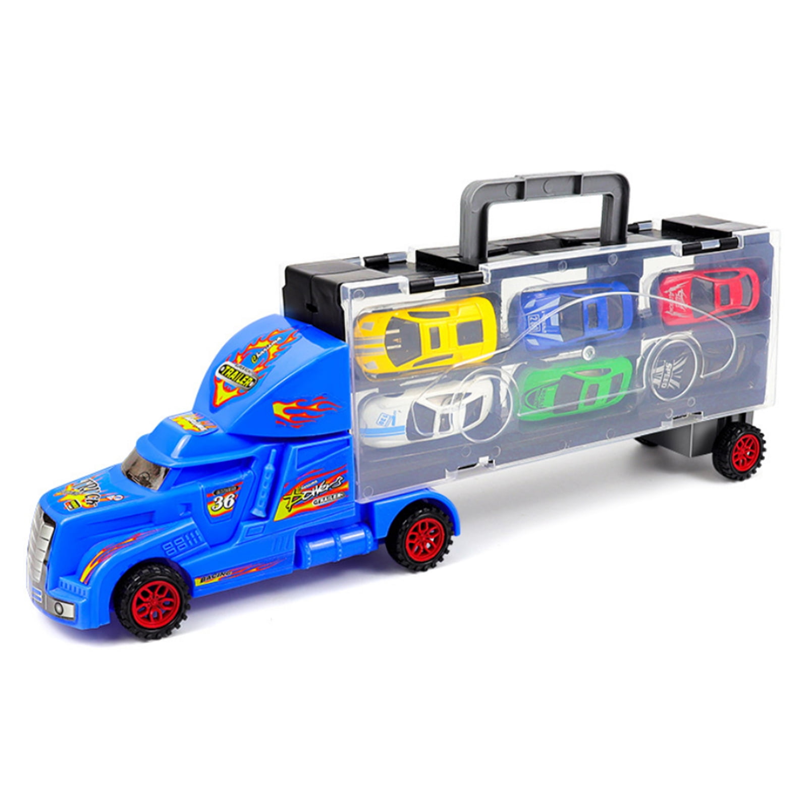 Miarnea Kids Container Car Playset: 6 Mini Cars, Slide Track ...