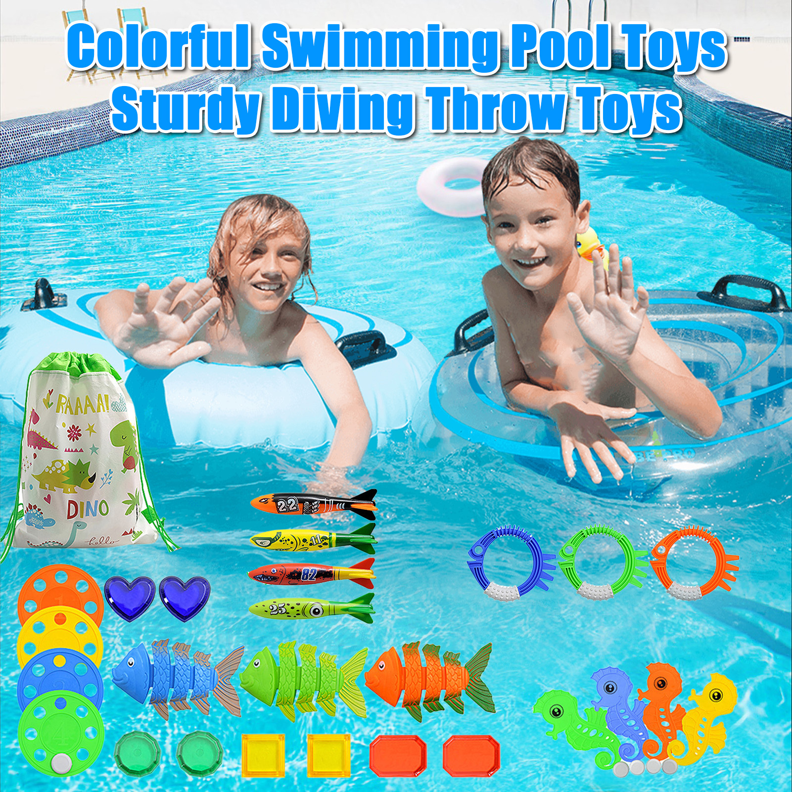 Miarnea Kids Diving Pool Toys 27/31Pcs Summer Pool Toy Fun Swim Games ...