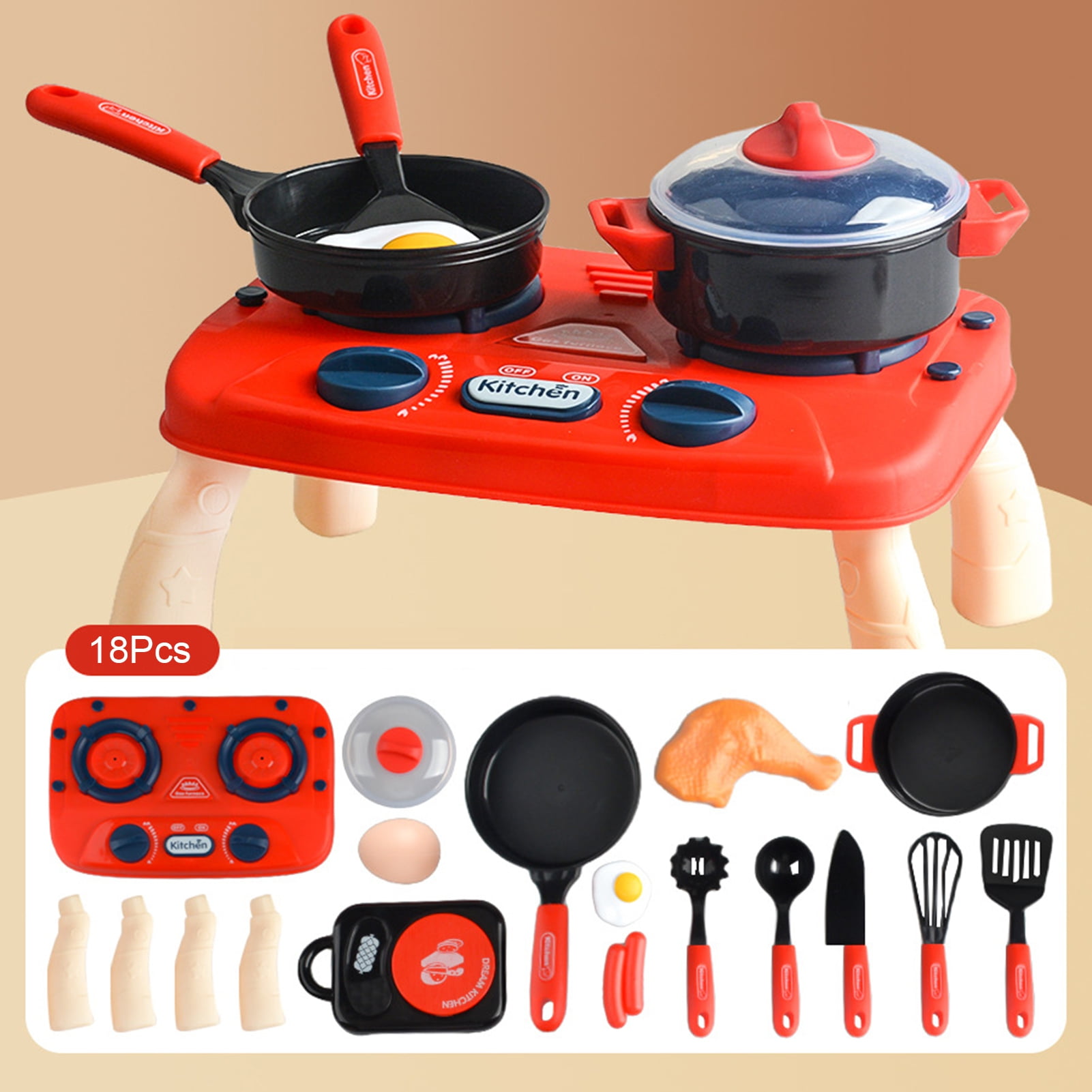 Miarnea Kids Kitchen Toys Mini Kitchen Cooking Playset Toddlers Pretend ...
