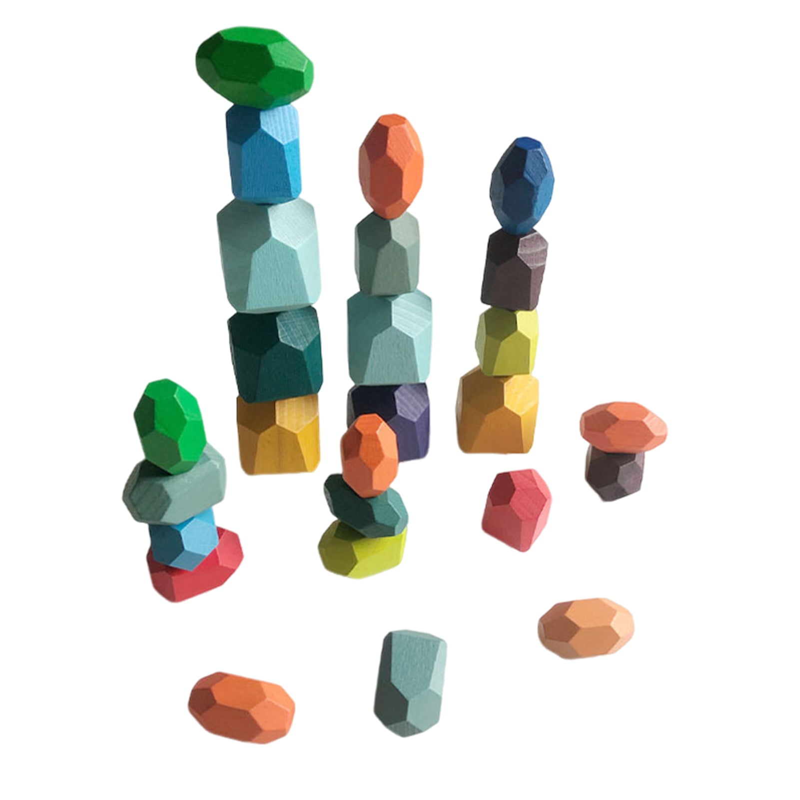 Miarnea Kids Toys, 36Pcs Wooden Stacking Rock Toy Toddlers Hand-eye ...