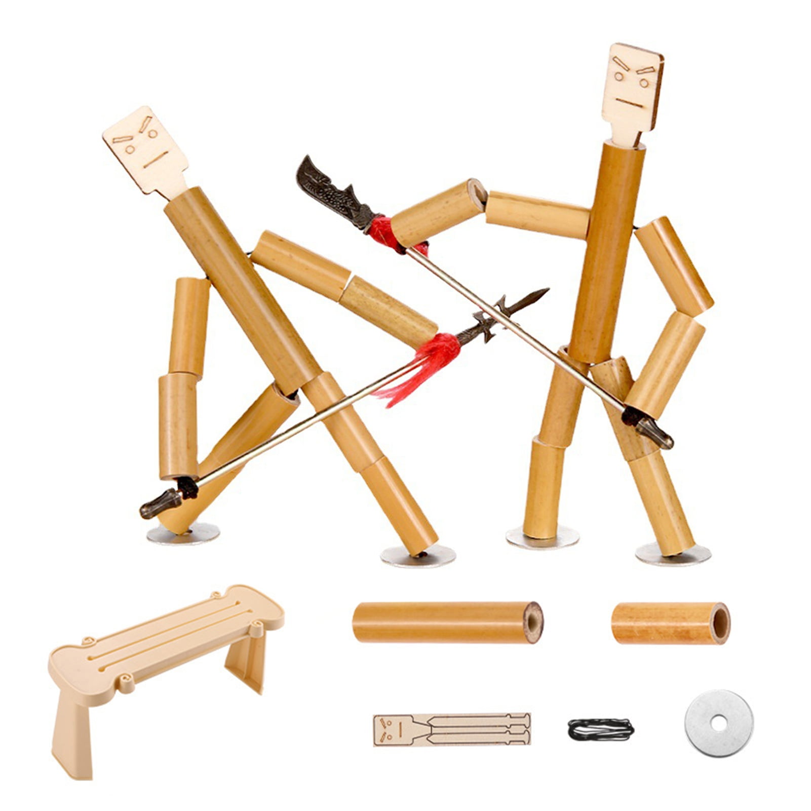 Miarnea Kids Toys, Bamboo Man Battle Toy with Random Weapon PK Table ...