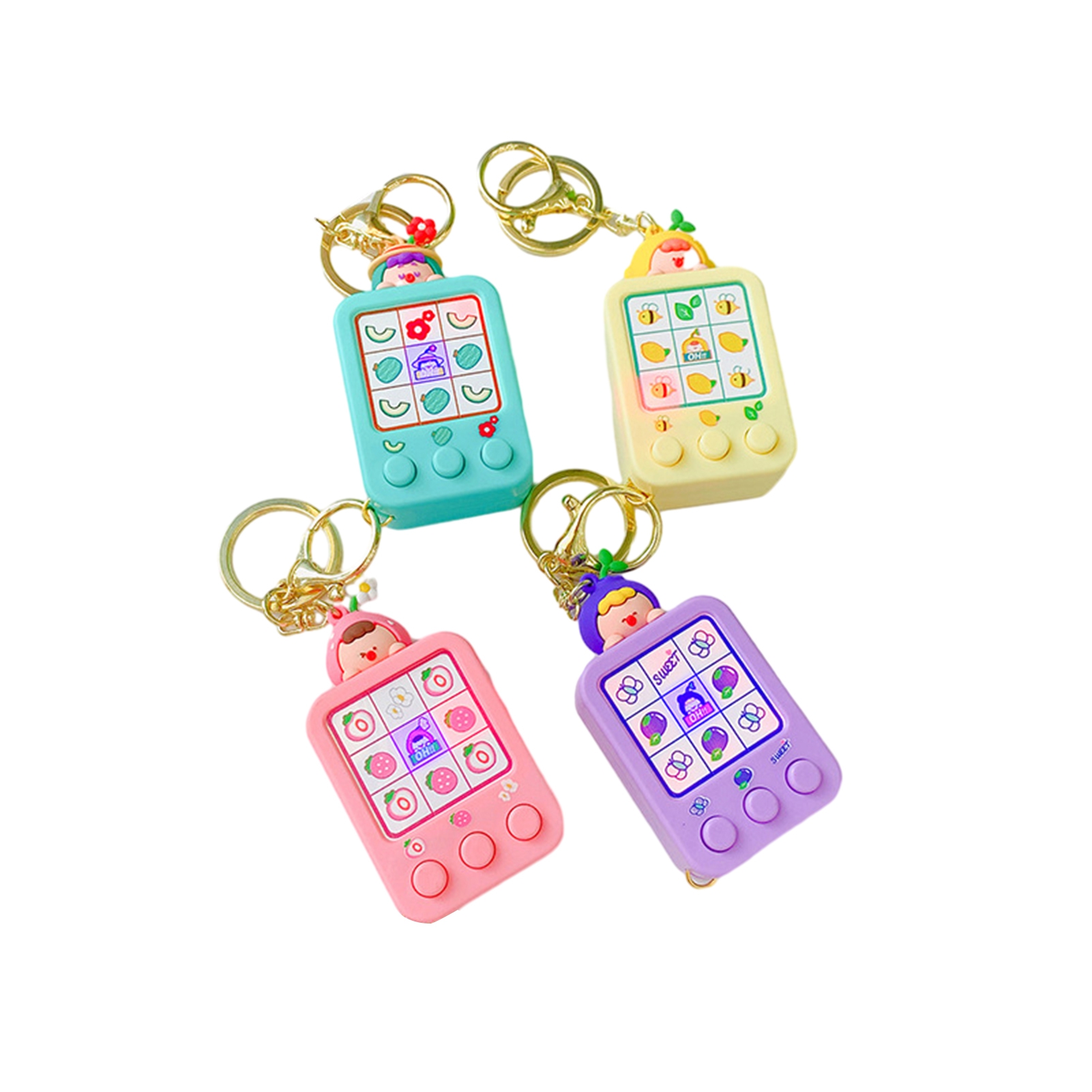 Miarnea Kids Toys, Pink Game Console Keychain Toy 3 Press Buttons ...