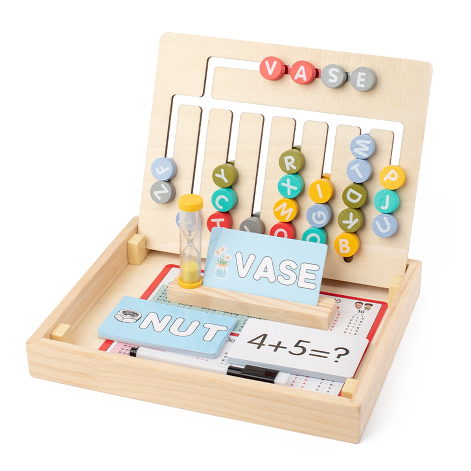 Miarnea Kids Toys, Wooden Board Toy with Words Question Cards Pen Sand ...