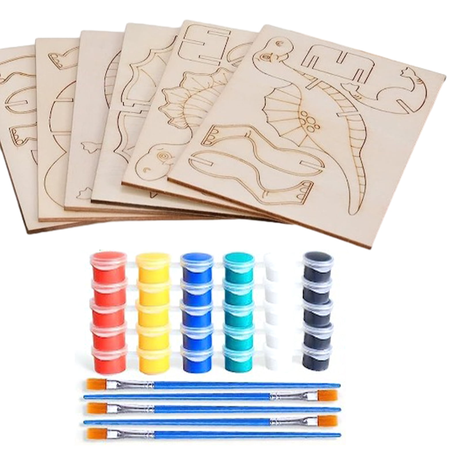 Miarnea Kids Toys, Wooden Dinosaur Puzzle Toy Kit with 5 Coloring Pens ...