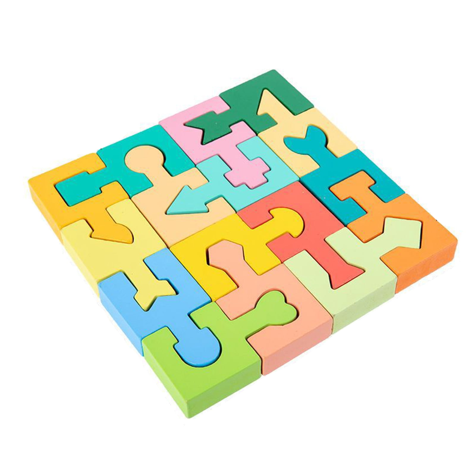 Miarnea Kids Toys, Wooden Puzzle Building Blocks Shape Matching Fun ...