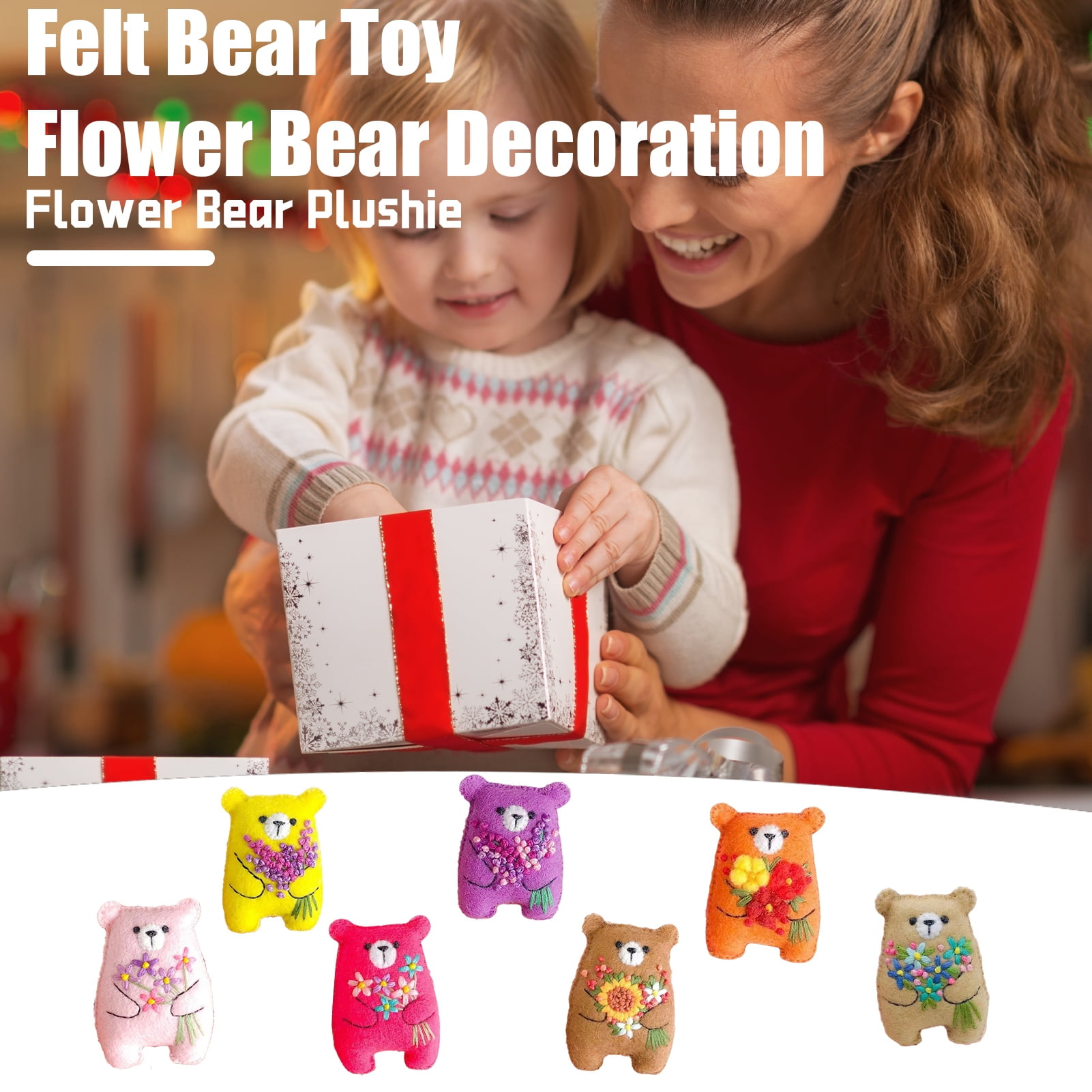 Miarnea Pocket Hug Flower Bear Doll Handmade Felt Floral Bouquet Little ...