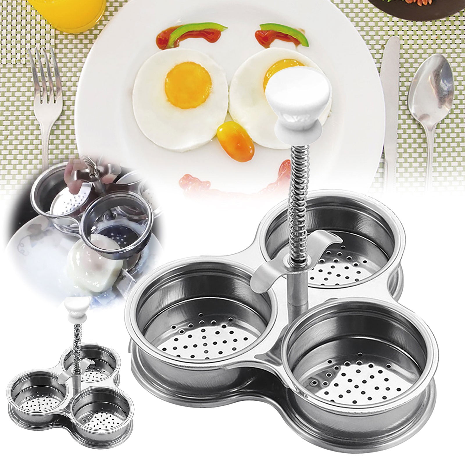 Miayilima Cooking Utensils Stainless Egg Poacher Egg Poacher Pan Poached Egg Cooker Nonstick ...