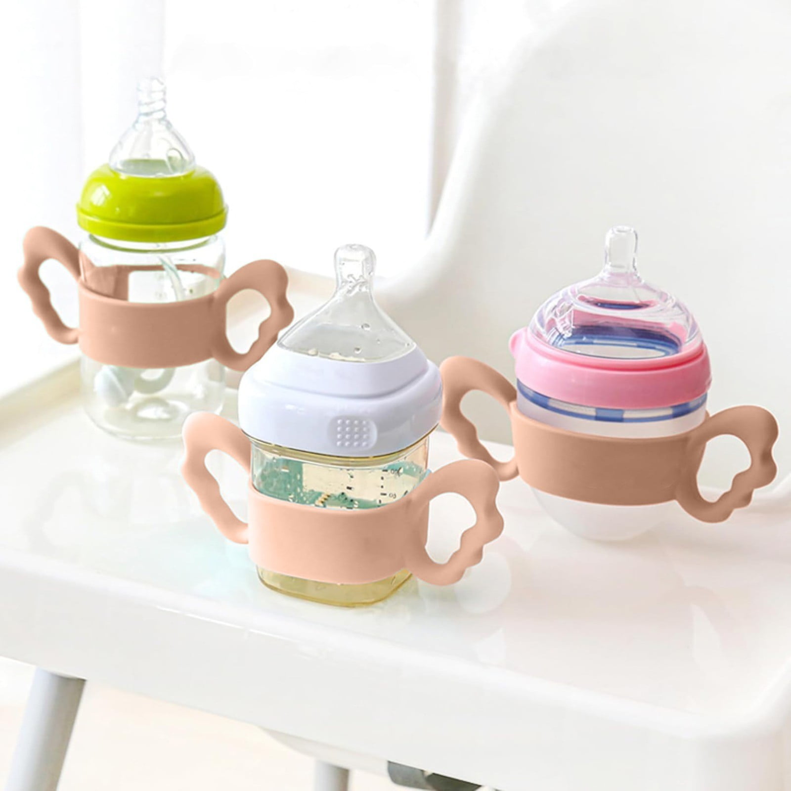 Pink Silicone Baby Bottle Handle,Soft and Easy Carry with Reusable ...