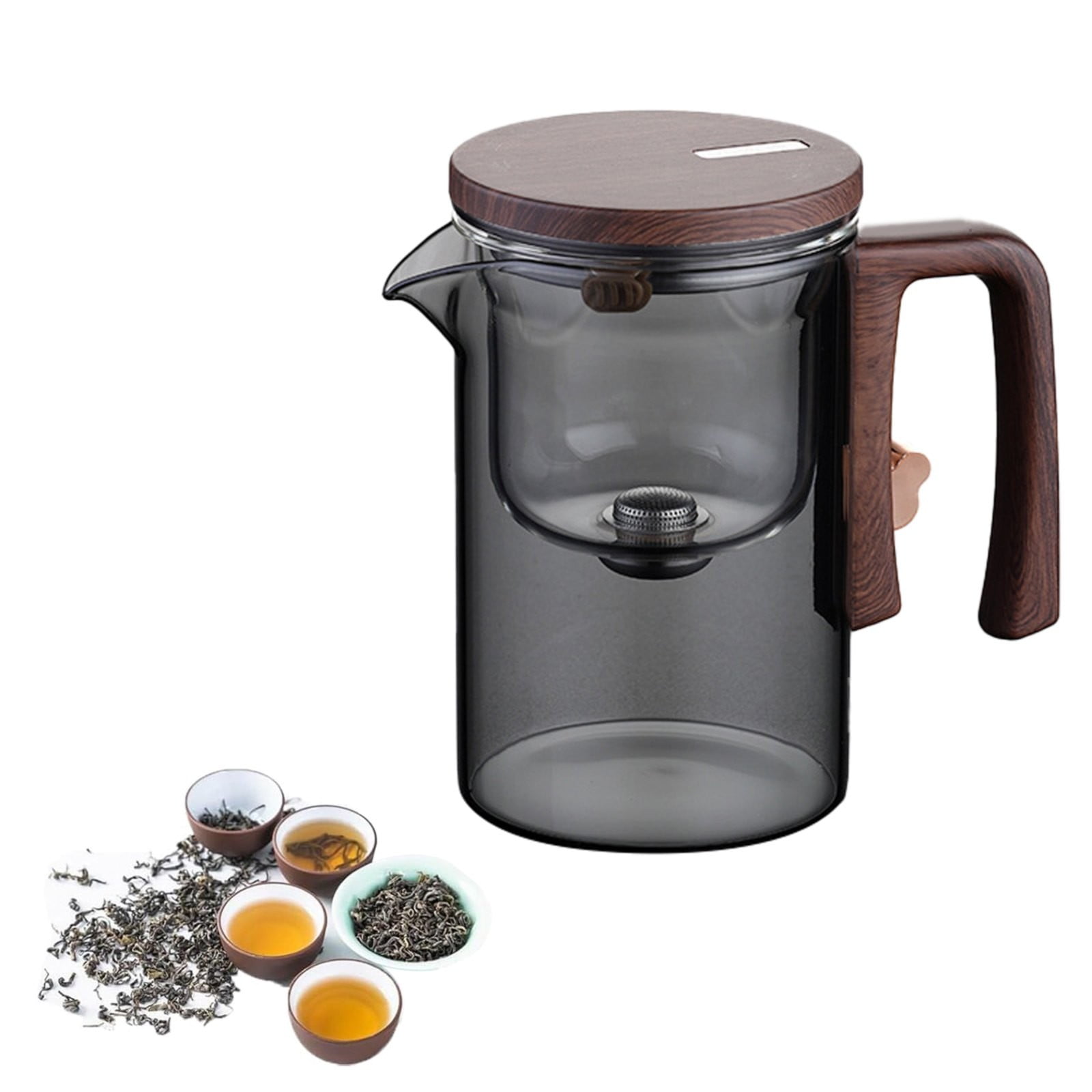 Miayilima Kitchen Cups Water Separation Glass Teapot with Wooden Handle ...