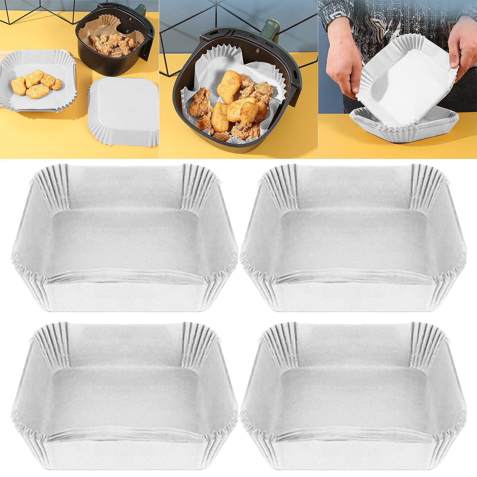 Miayilima Kitchen fork 100Pc Square Air Fryer Paper Thickened Food ...