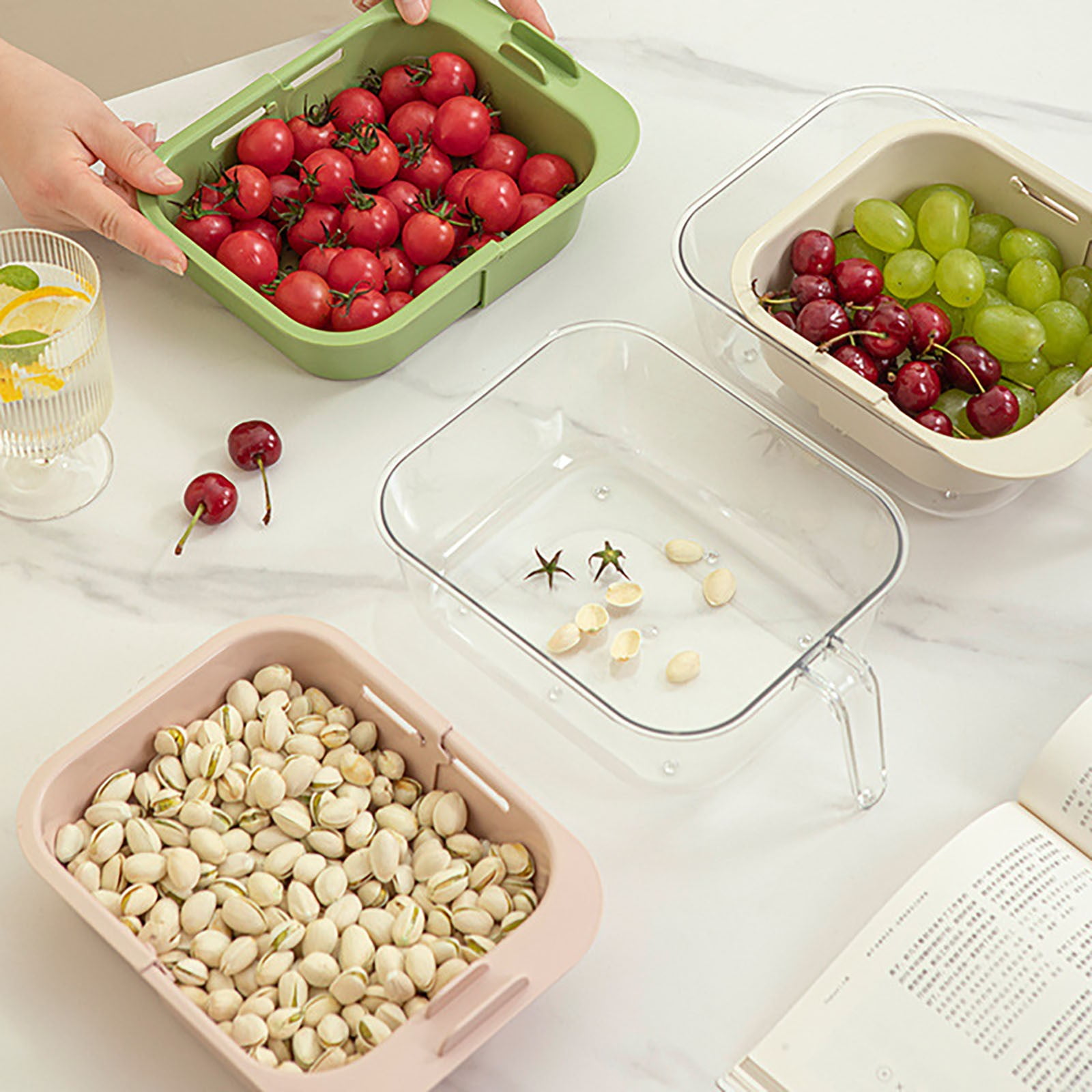 Miayilima Storage Box *1 Double Layer Lazy Plate Telescopic with Handle ...