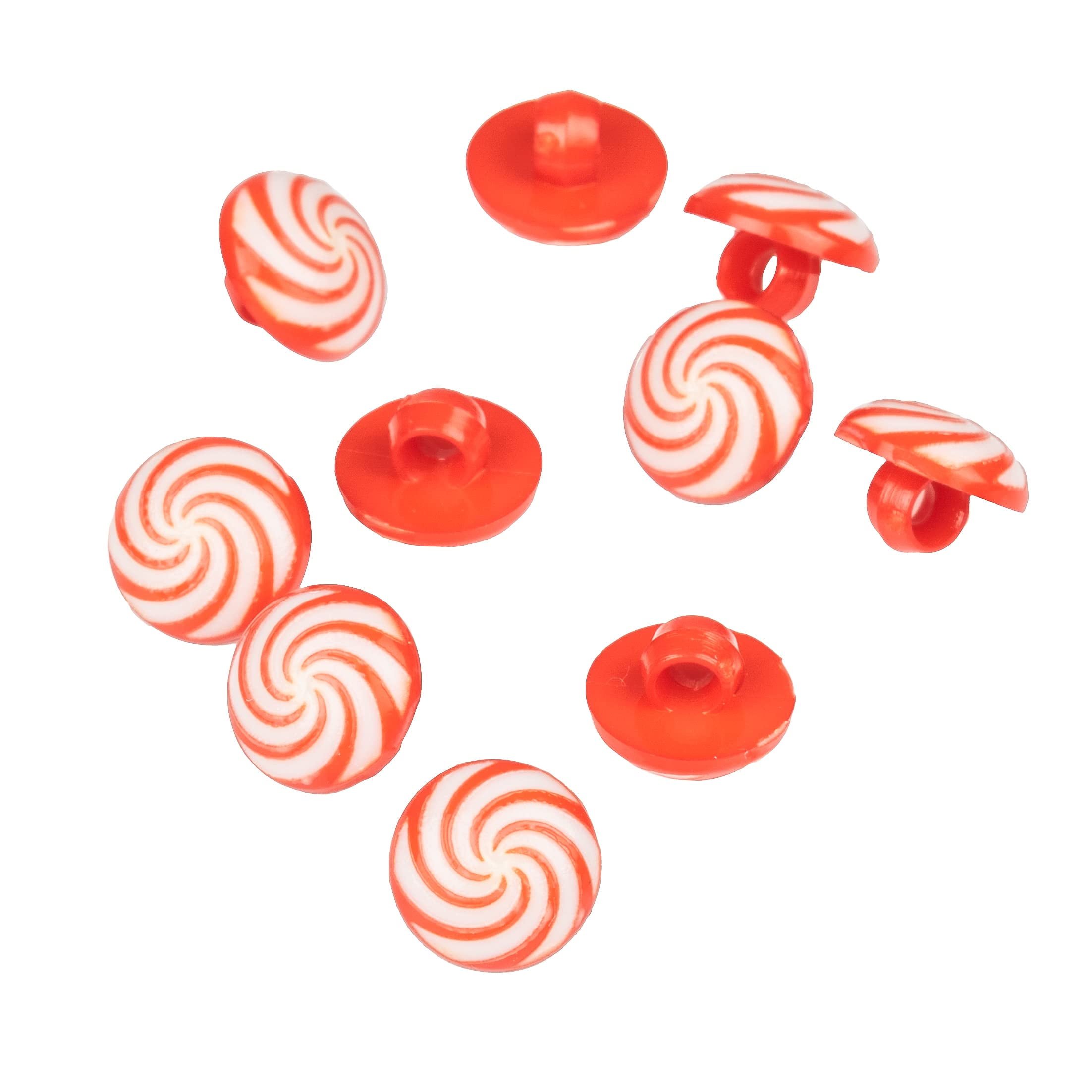 Mibo 10pcs Nylon Resin Shank Button - Christmas Candy Cane Swirl Design ...