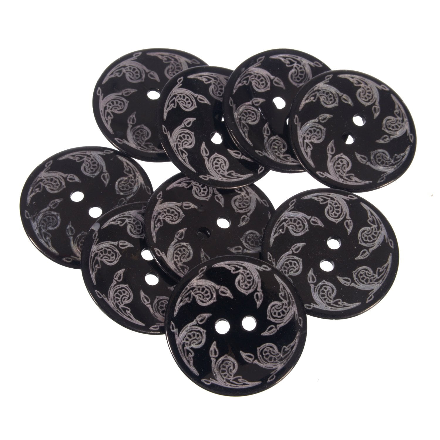 Mibo 10pcs Real Agoya Shell Button2 Hole - Laser Etched - Floral ...