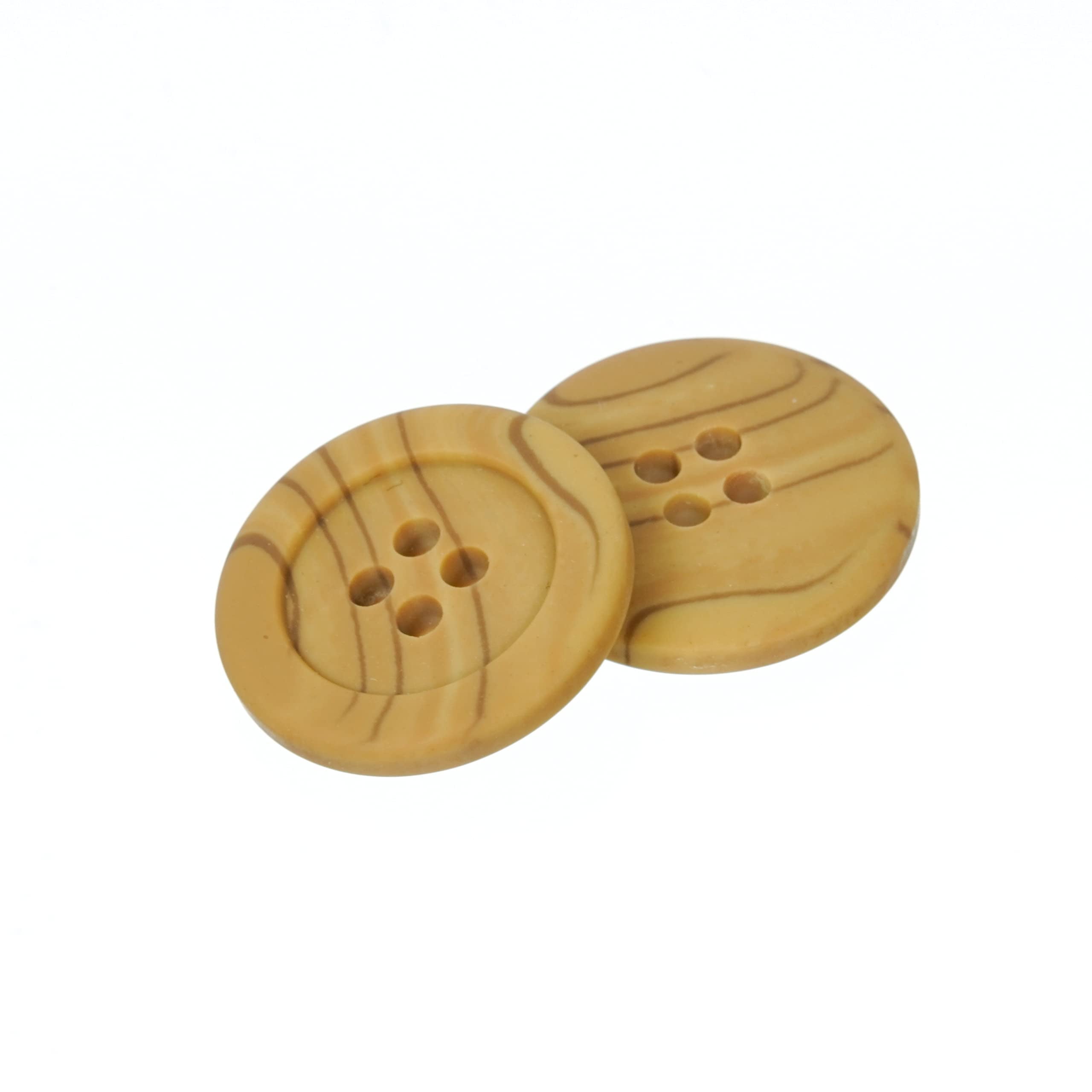 Mibo 10pcs Round Faux Wood Buttons with Wide Flat Rim - 32L (20mm) - 4 ...