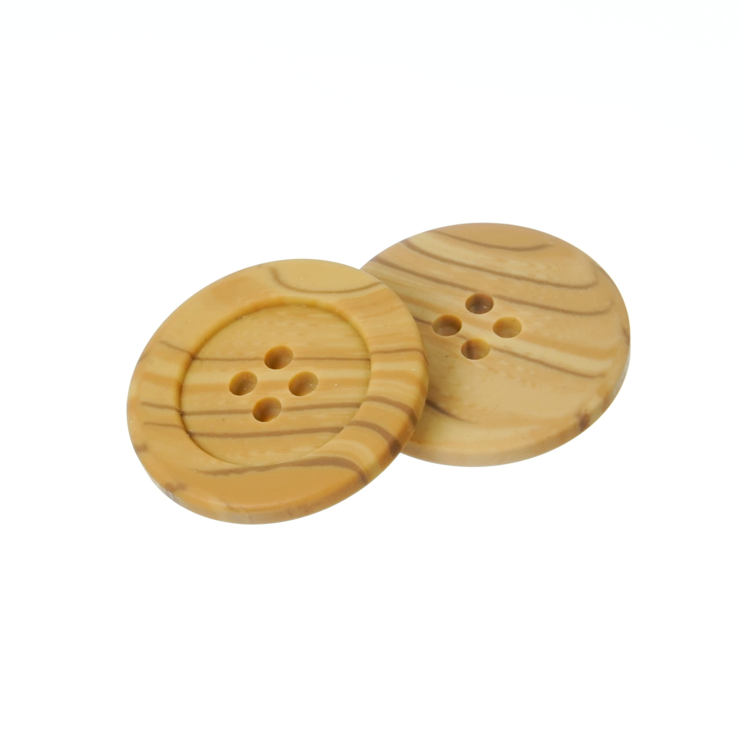 Mibo 10pcs Round Faux Wood Buttons with Wide Flat Rim - 36L (22mm) - 4 ...