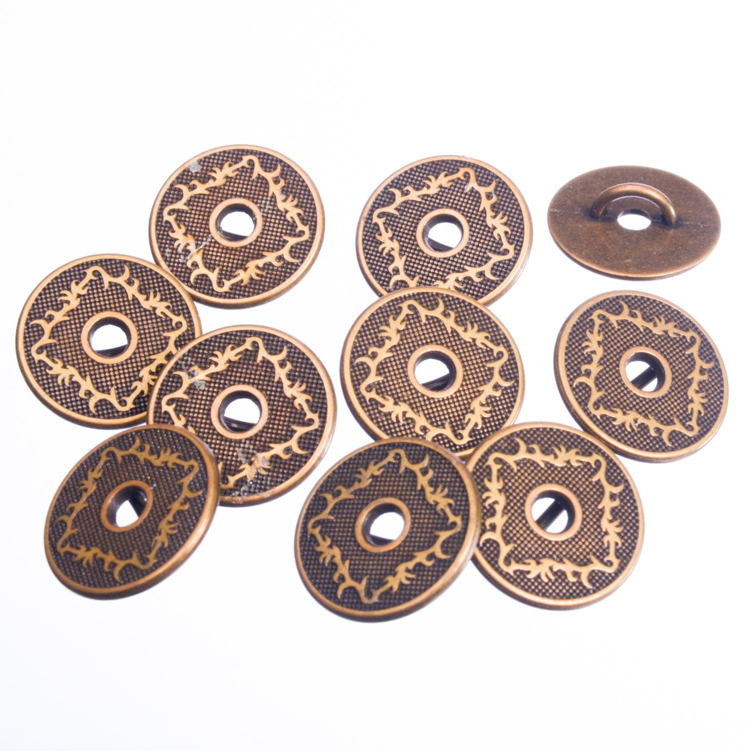 Mibo 10pcs Zinc Die Cast Metal Shank Button - Ancient Coin Shape with ...