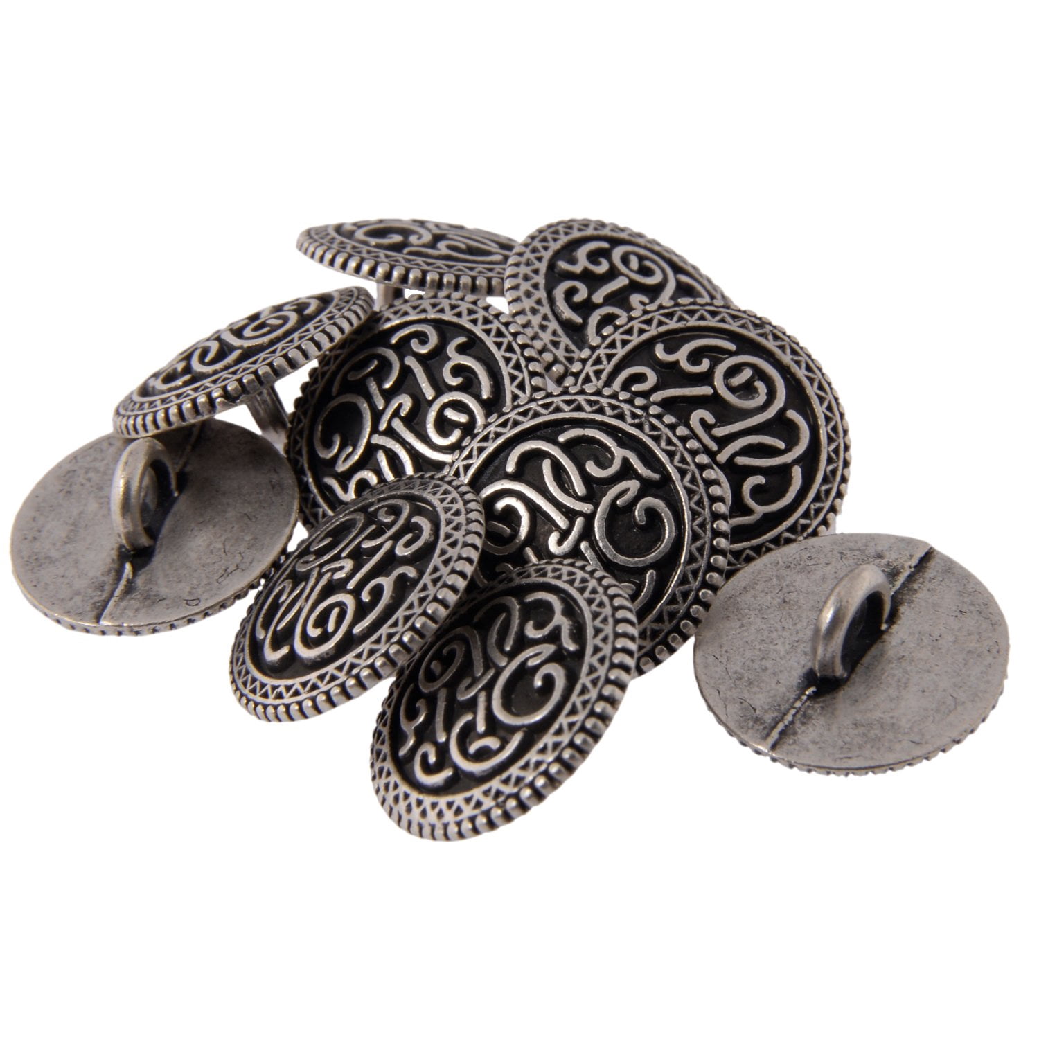 Mibo 10pcs Zinc Die Cast Metal Shank Button - Celtic Scroll Pattern ...